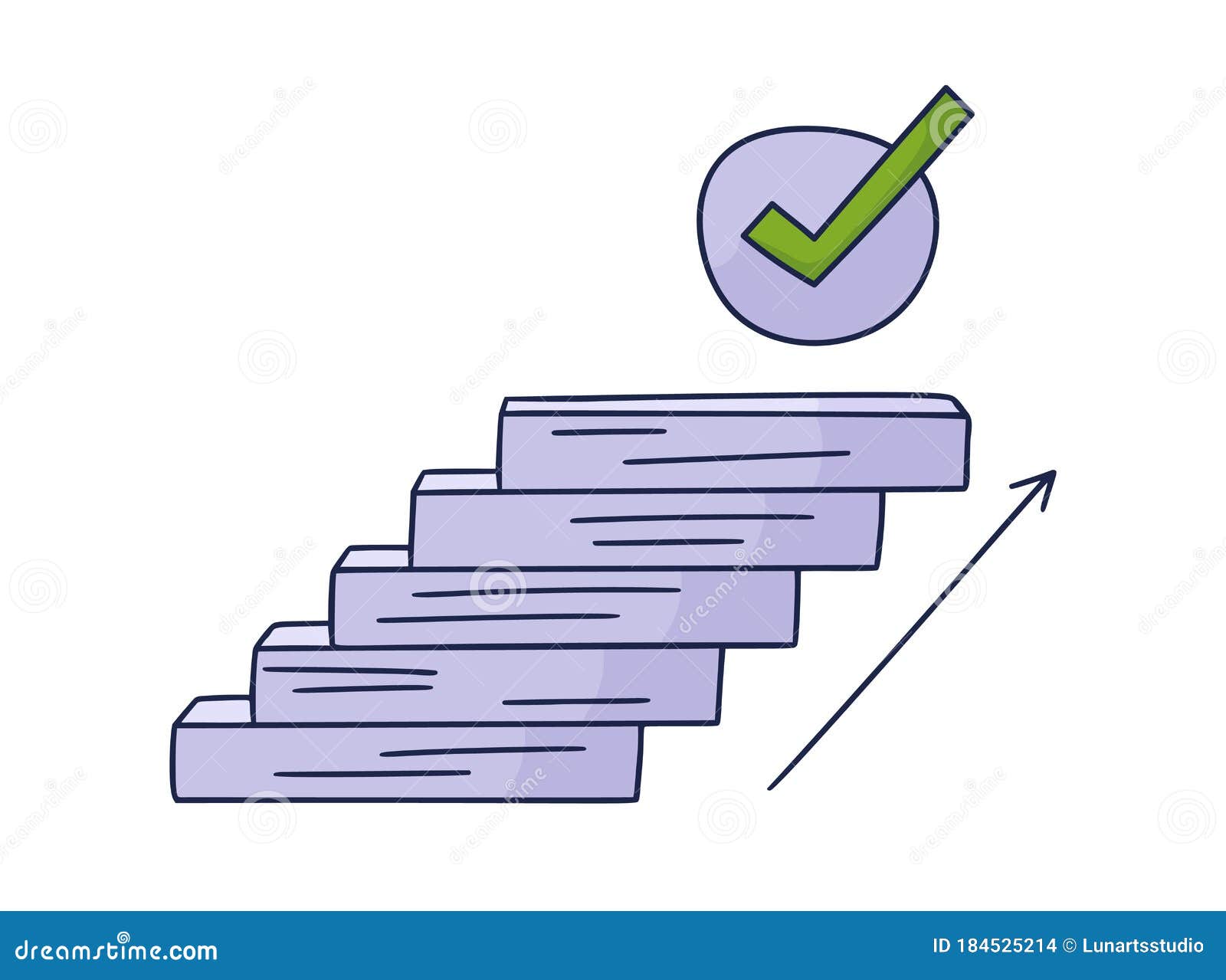 Steps Up To the Check Mark. Vector Doodle Illustration Drawn by Hand ...
