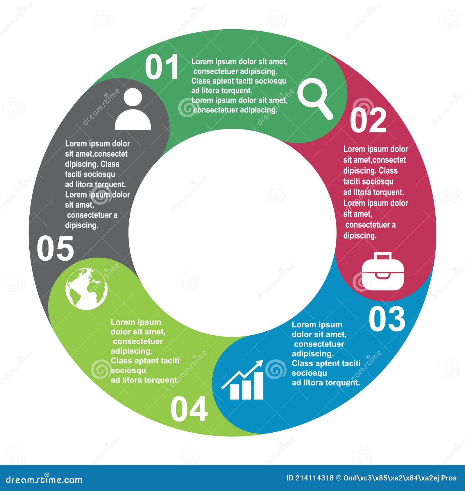 5 Steps Vector Element in Five Colors with Labels, Infographic Diagram ...