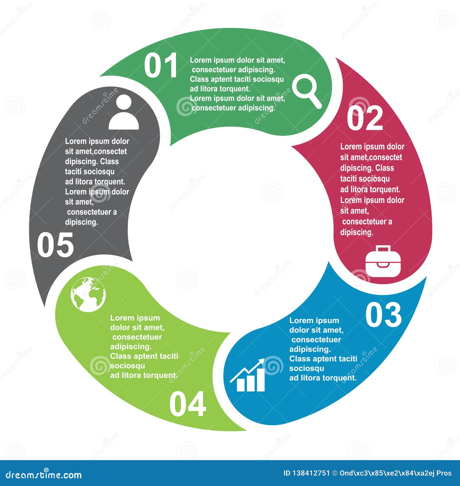 5 Steps Vector Element In Five Colors With Labels, Infographic Diagram ...