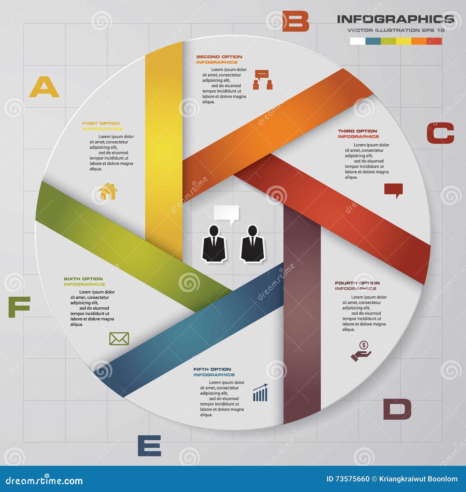 6 Steps Vector Infographic Circle. Template for Graph. EPS10. Stock ...
