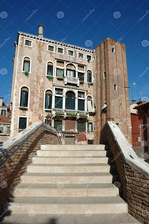 Steps in venice stock image. Image of house, tower, architectural ...