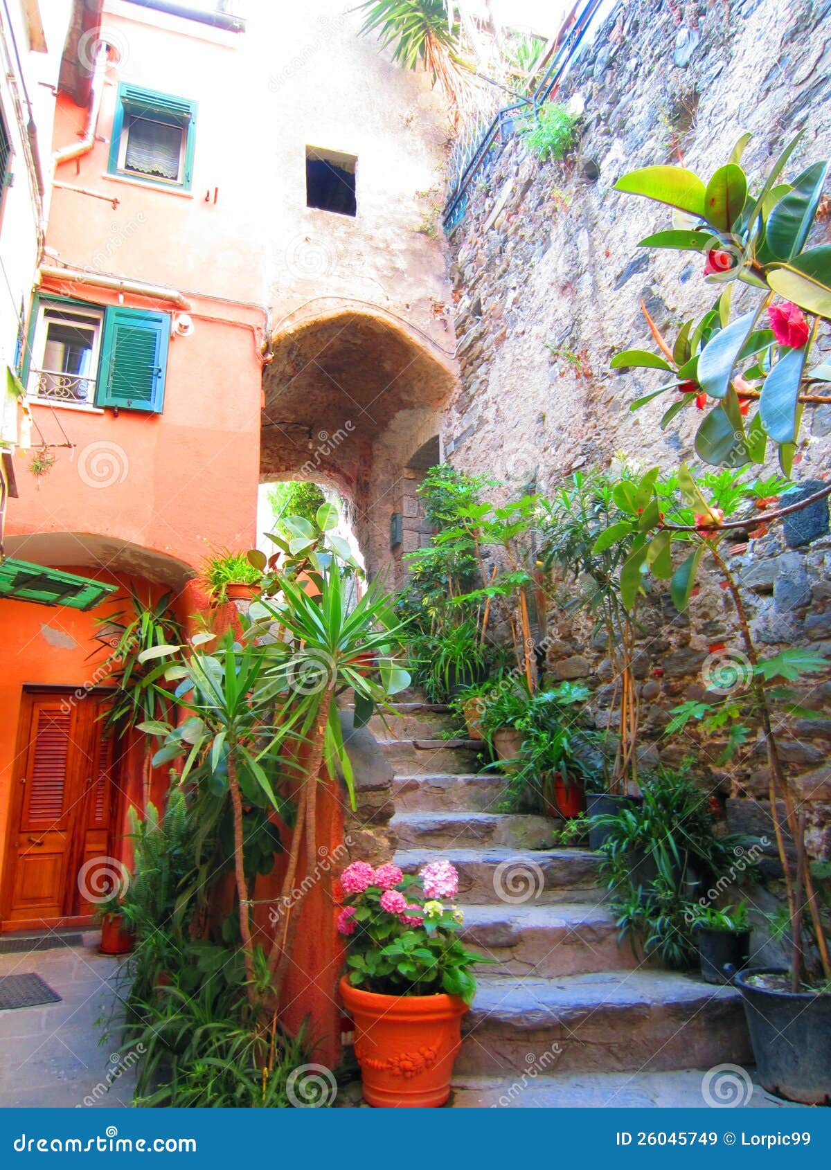 Steps in Village on Italian Coast Stock Image - Image of mediterranean ...