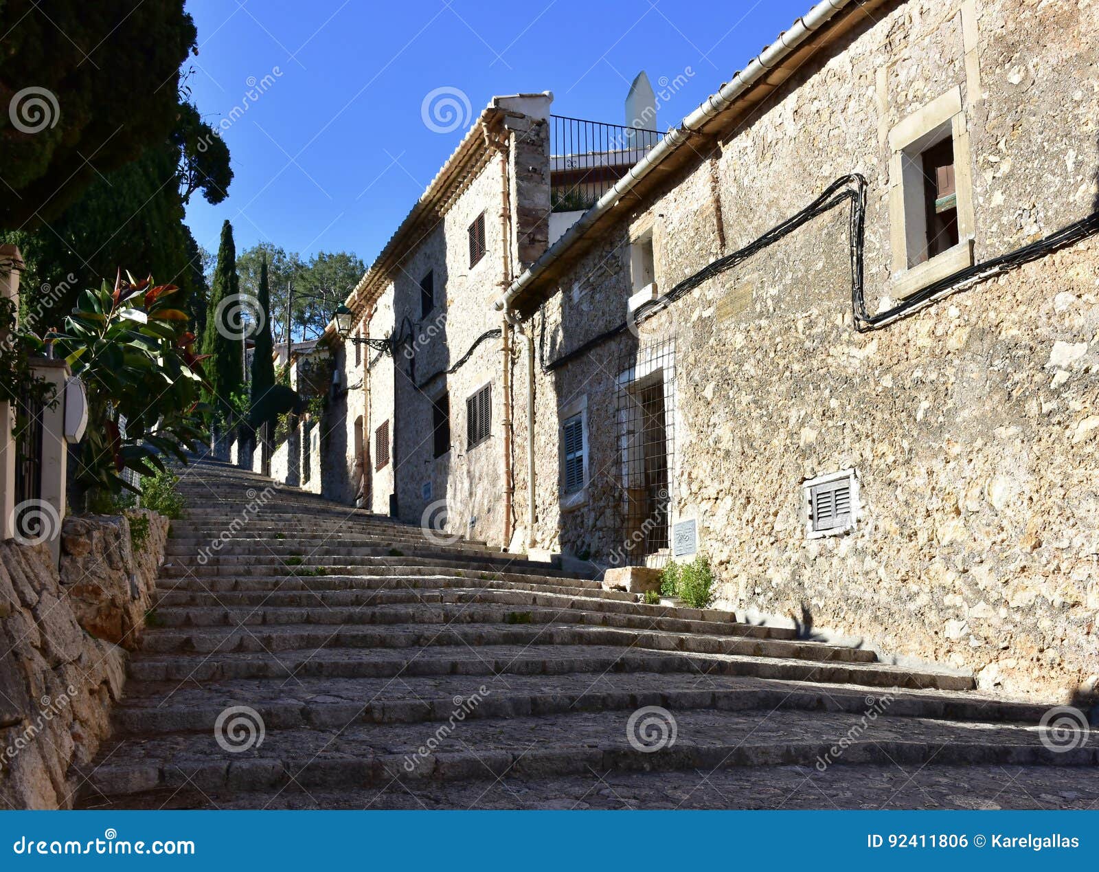365 Steps in Village Pollenca Stock Photo - Image of balearic ...