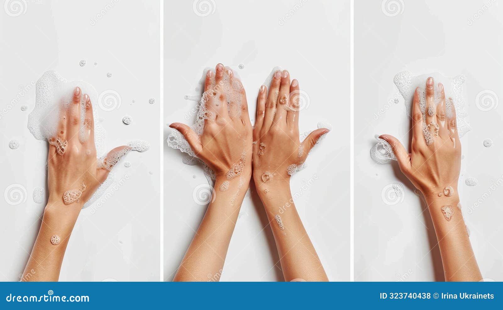 Sequence of Hands Washing Showing Hygiene Steps. Minimalist Style ...