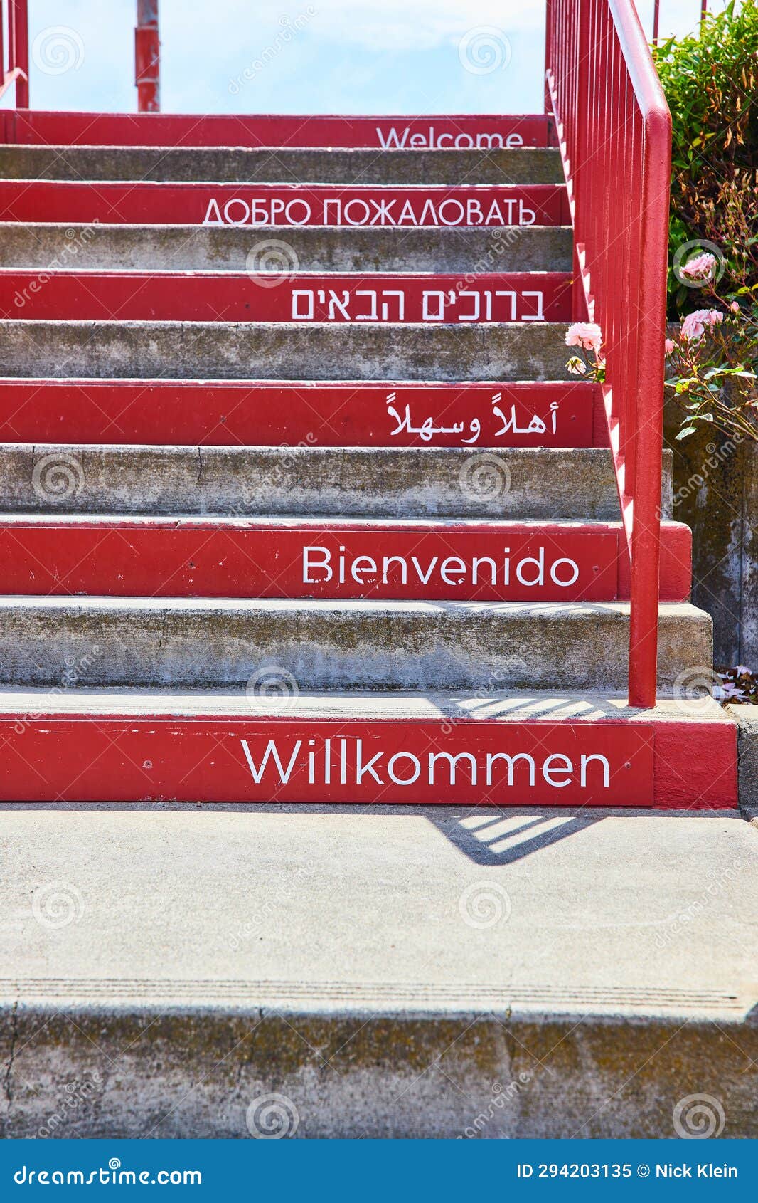 Steps of Welcoming at Golden Gate Bridge in Different Languages Stock ...