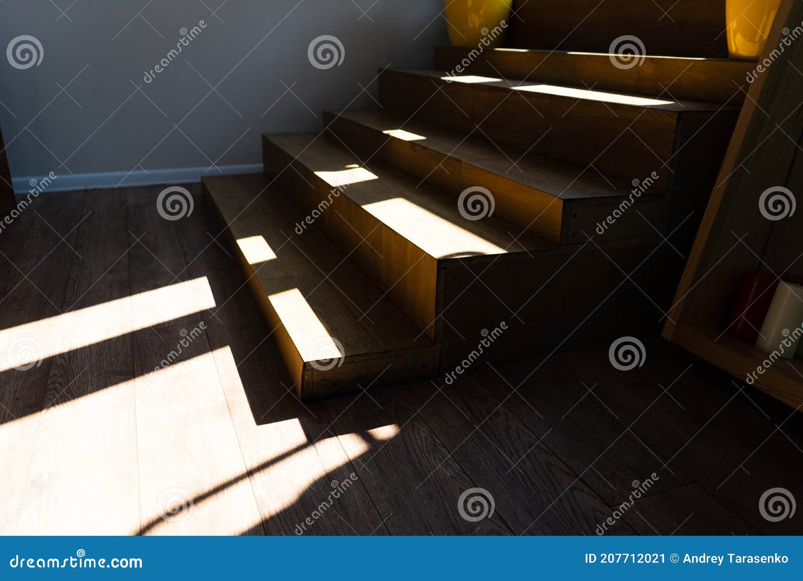 Steps of a Wooden Staircase in Front of the Exit. Stock Image - Image ...
