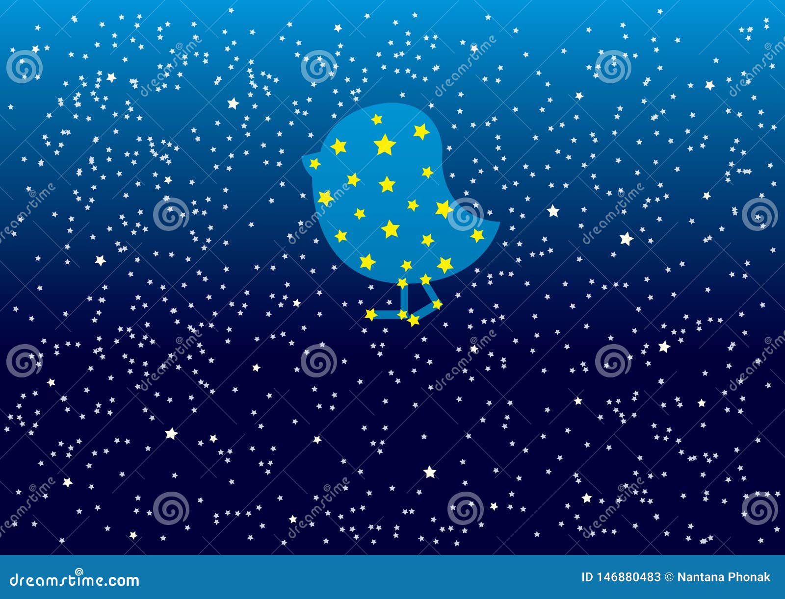 Blue Night Sky Pleiades with Pattern White Stars and Dots. Vector ...