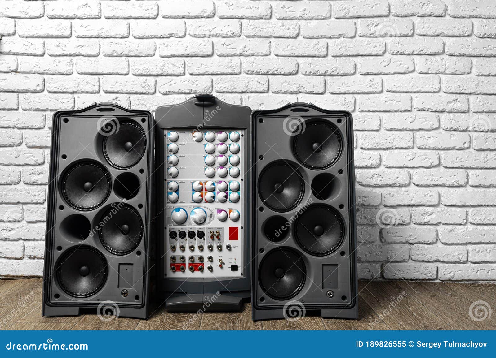 Stereo Audio System with Large Speakers and Amplifier Stock Image ...