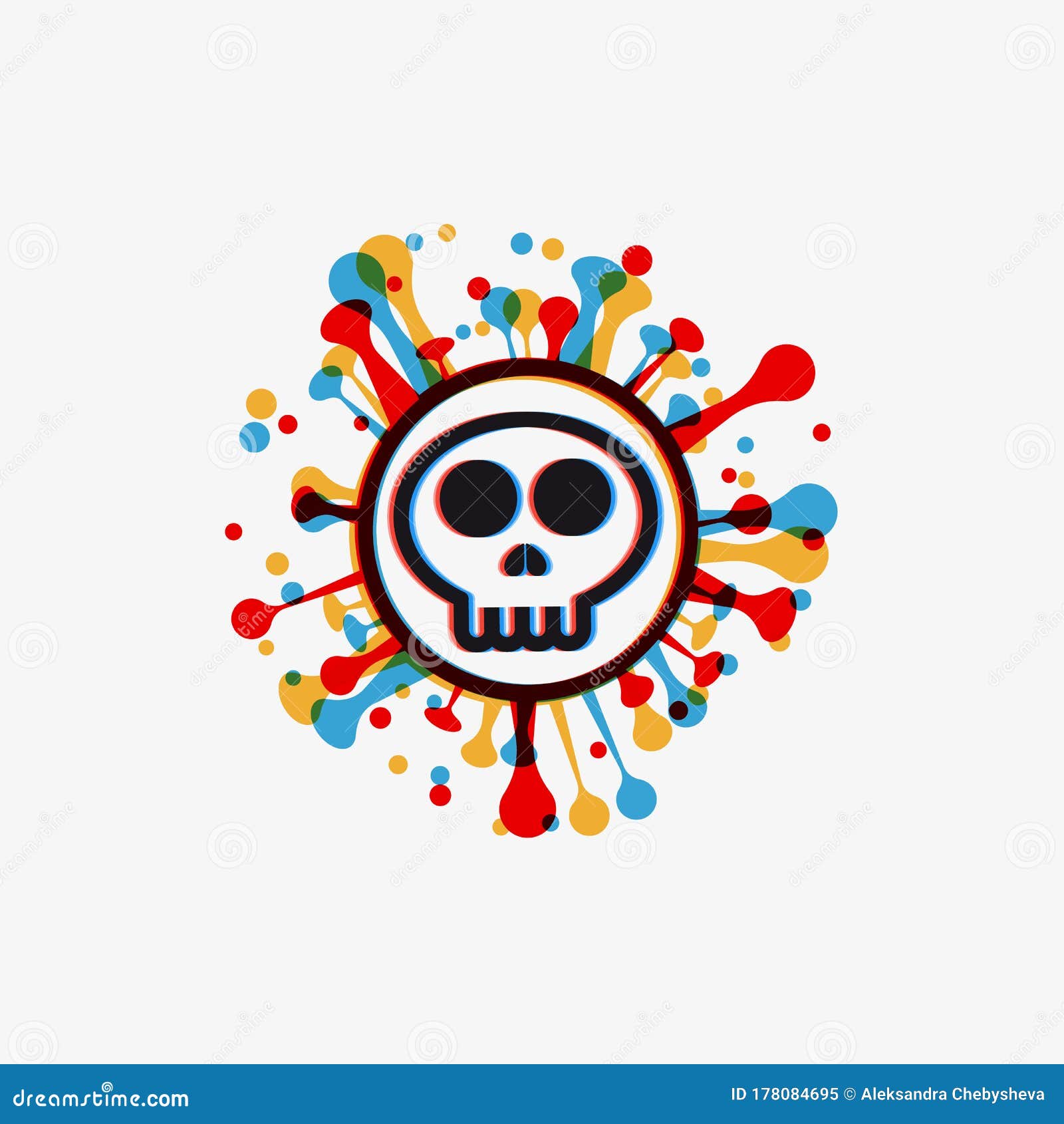 Stereo Effect of a Bacterium Virus in the Shape of a Skull Shape Covid ...