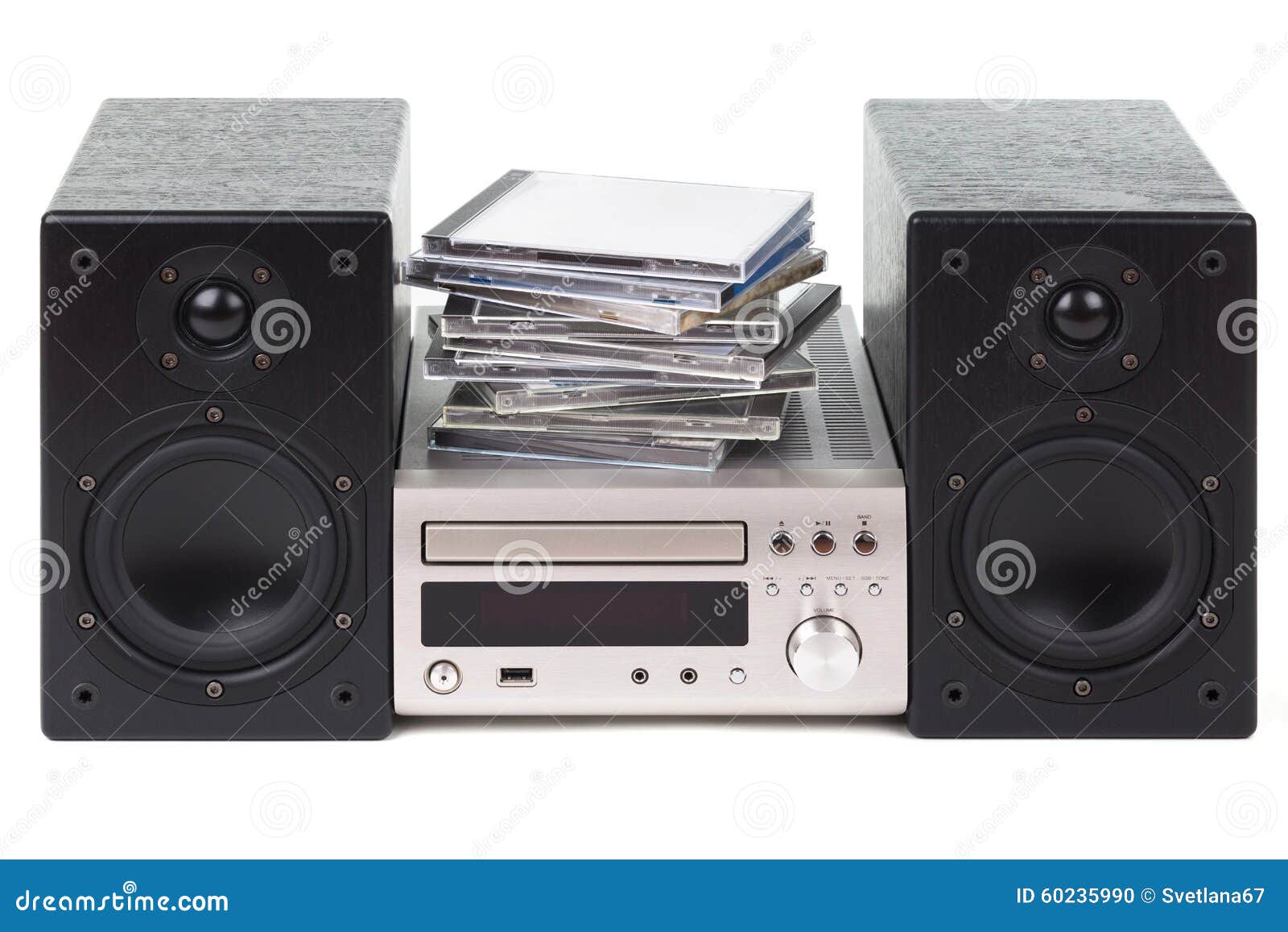 Stereo-installatie Met Een Stapel CDs Stock Foto - Image of akoestisch ...