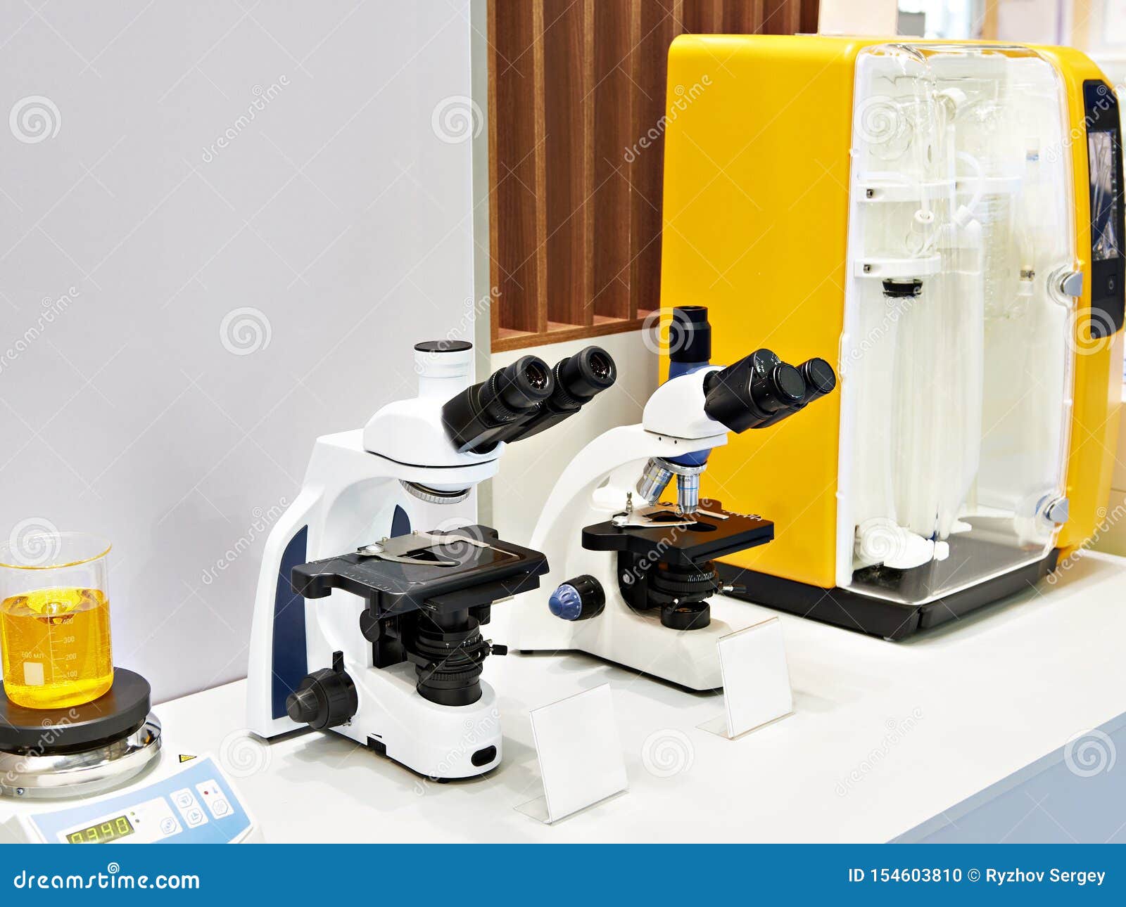 Stereo Microscopes at Exhibition Chemical Equipment Stock Photo - Image ...