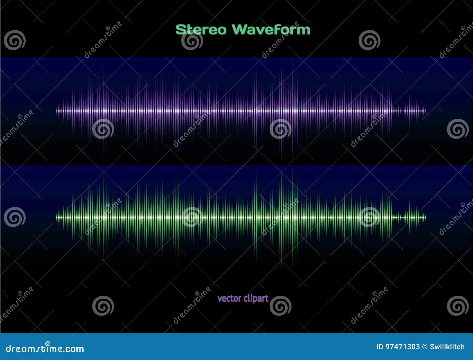 Stereo sound waveform stock vector. Illustration of diagram - 97471303