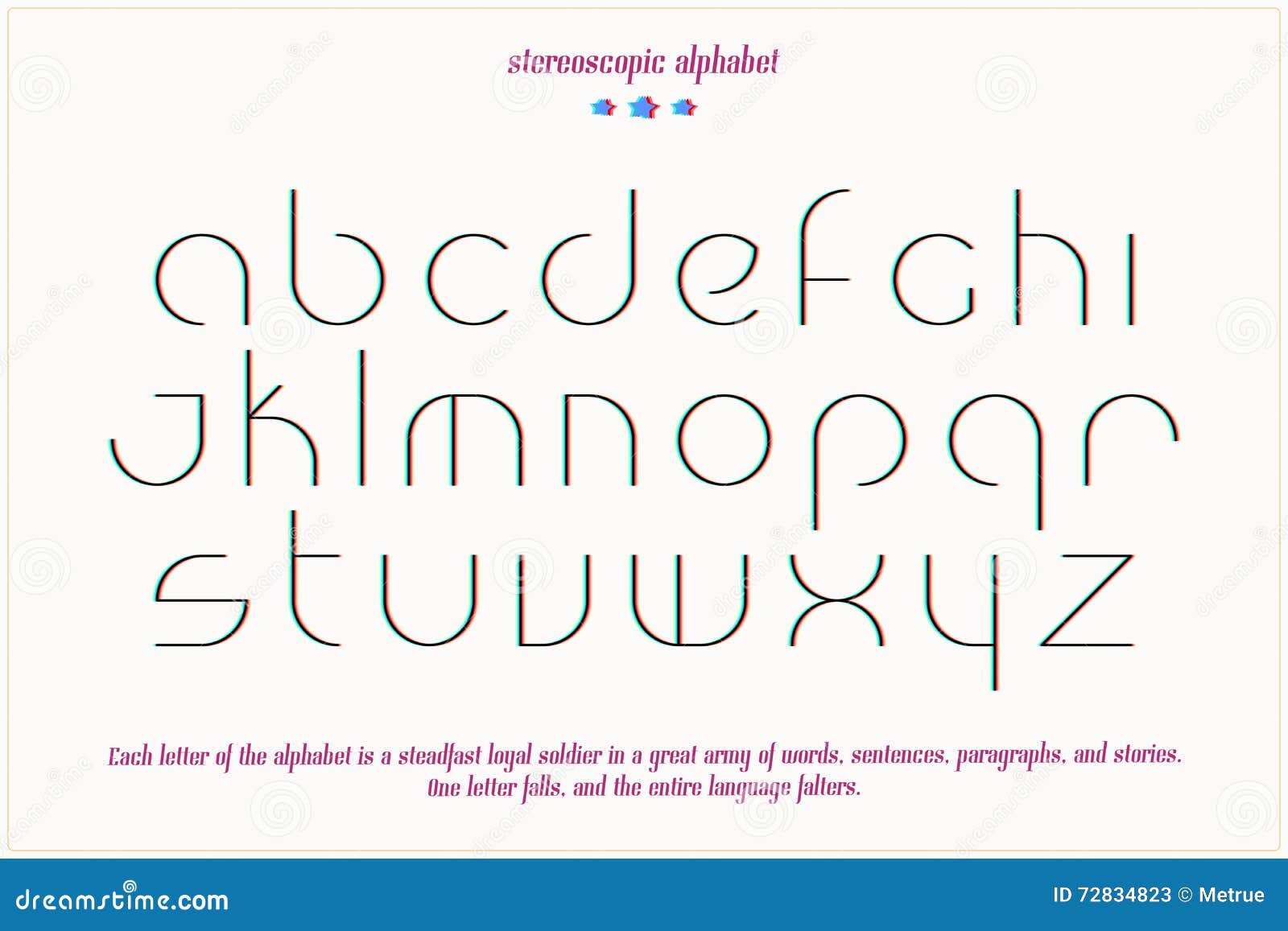 Stereoscopic Distortion, 3d Anaglyph Font Alphabet Letters Cartoon ...