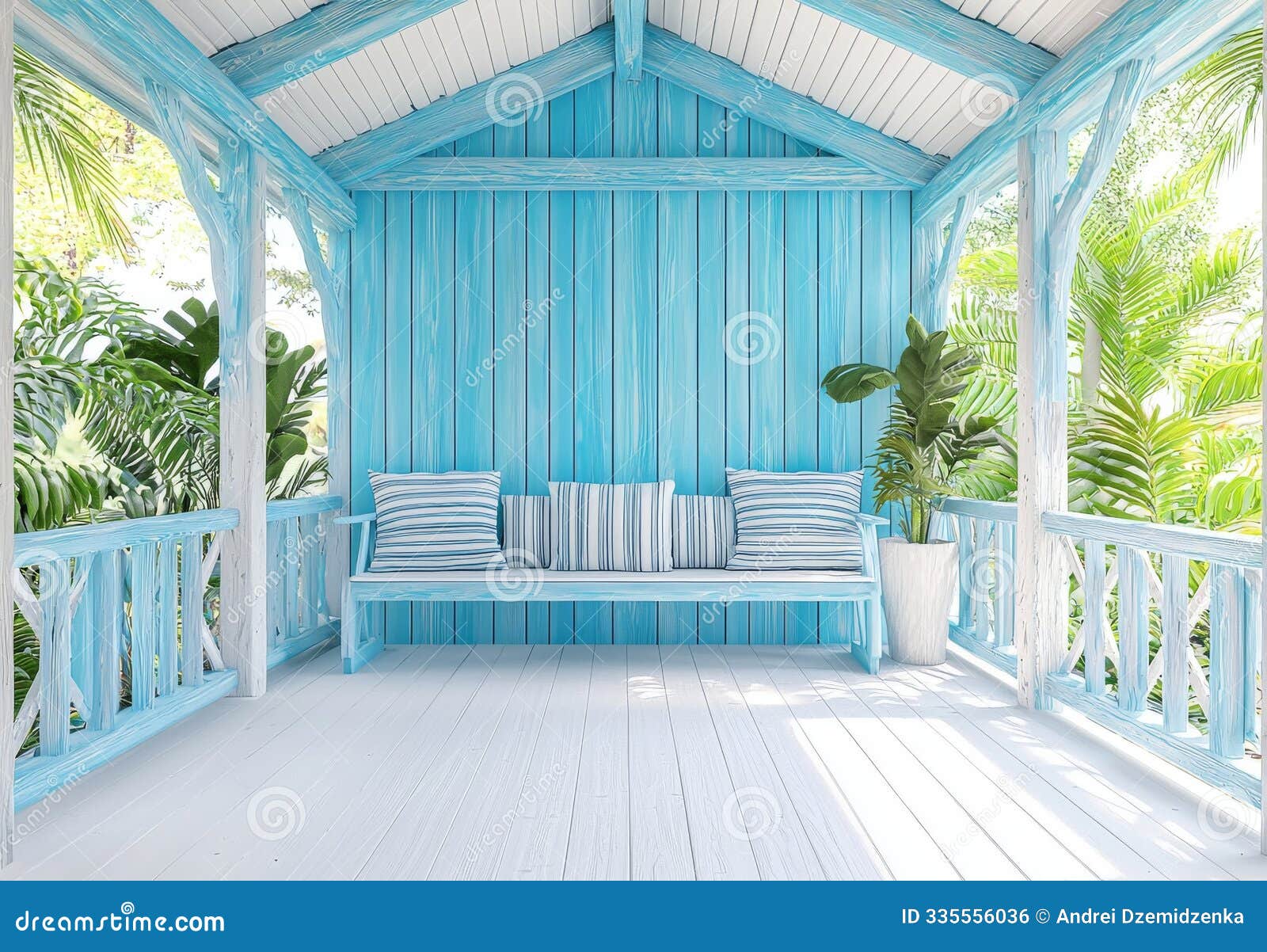 This is a Stereoscopic 3D Render of an Empty Exterior Wall with a Blue ...