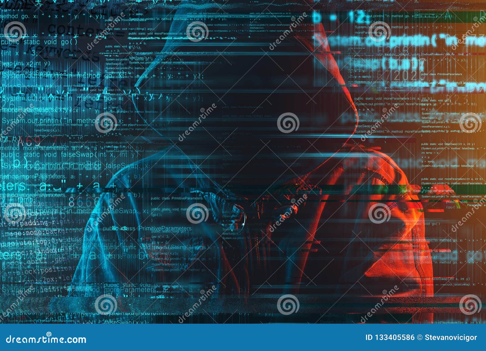 Stereotypical Image of Computer Hacker with Hoodie and Computer Stock ...