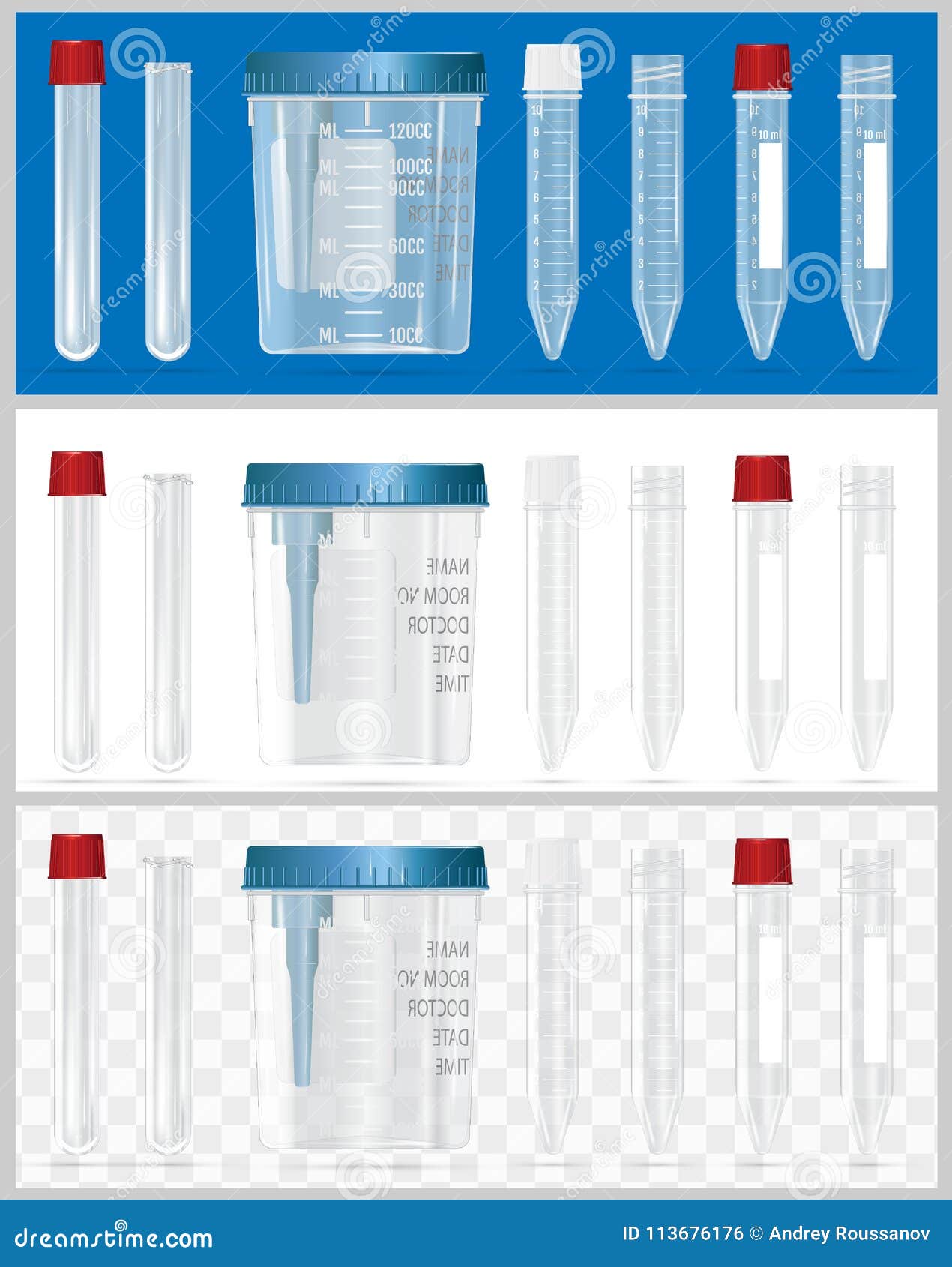 Sterile Containers For Analysis. Open And Closed Containers. Set Vector ...