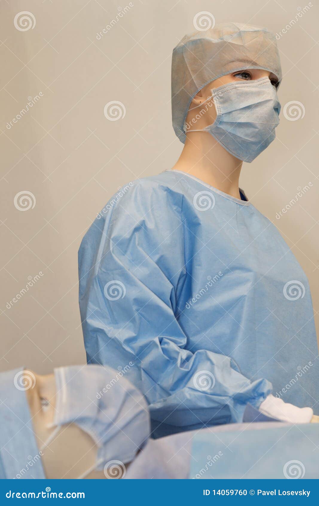 Sterile Dressing and Cap on Mannequin. Stock Photo - Image of mannequin ...