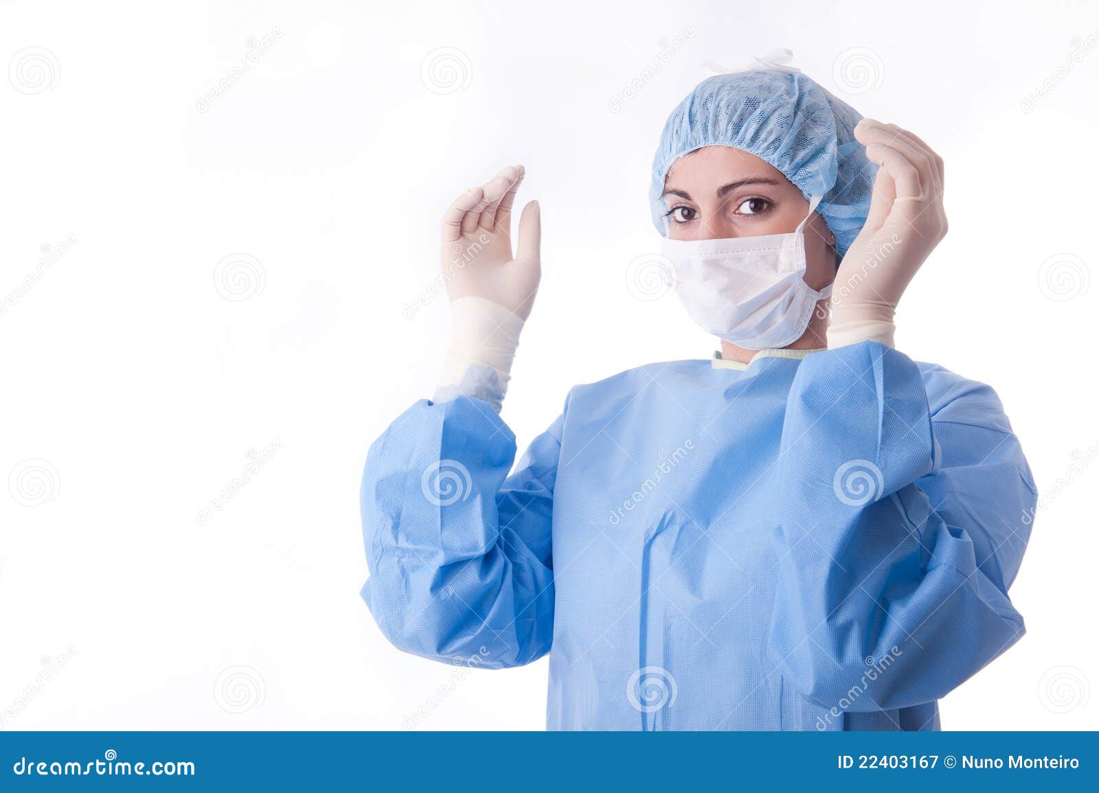 Sterile Feminine Nurse or Doctor with the Hands Up Stock Image - Image ...