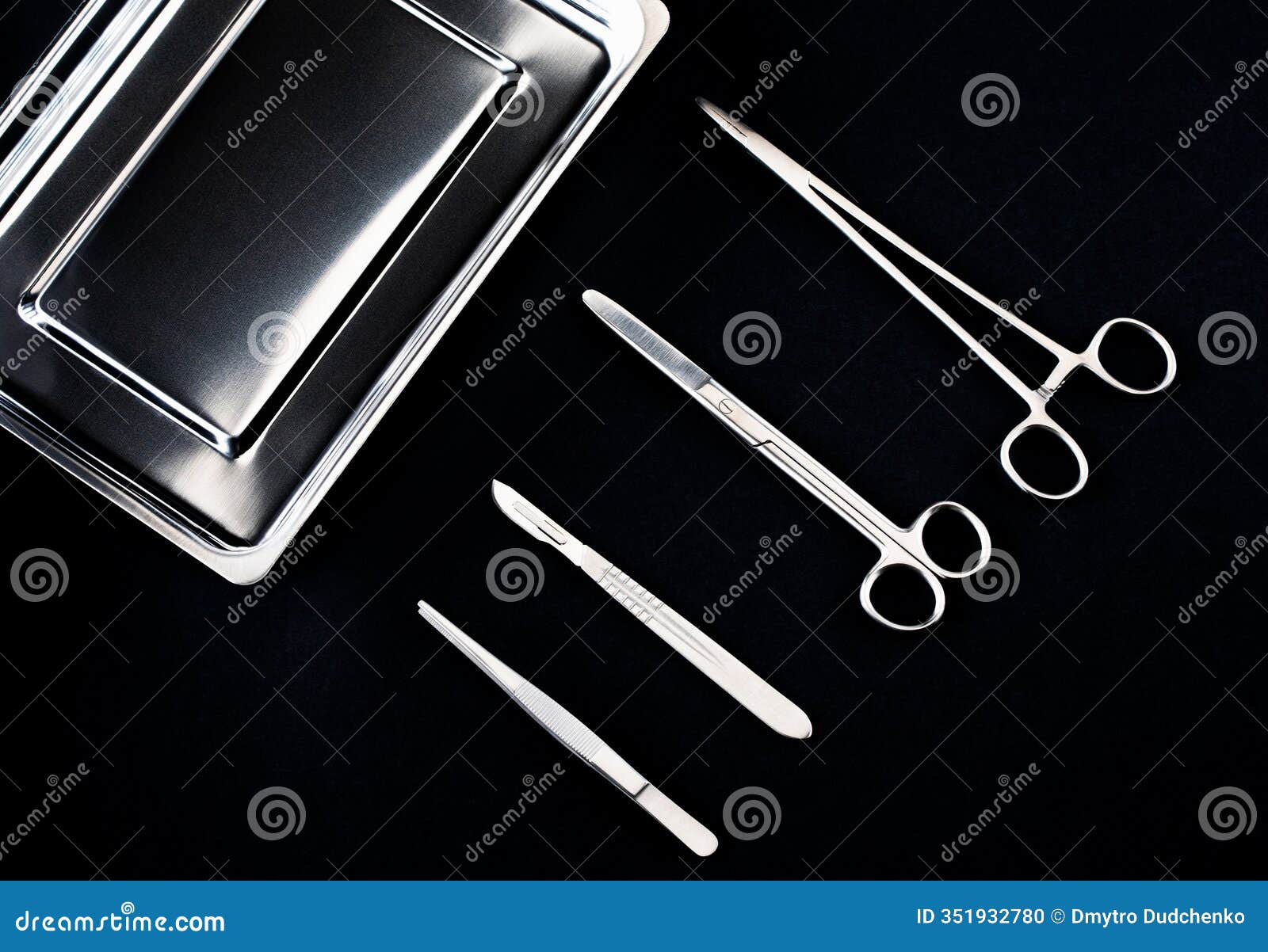 Sterile Instruments on a Green Background Close-up. Preparing ...