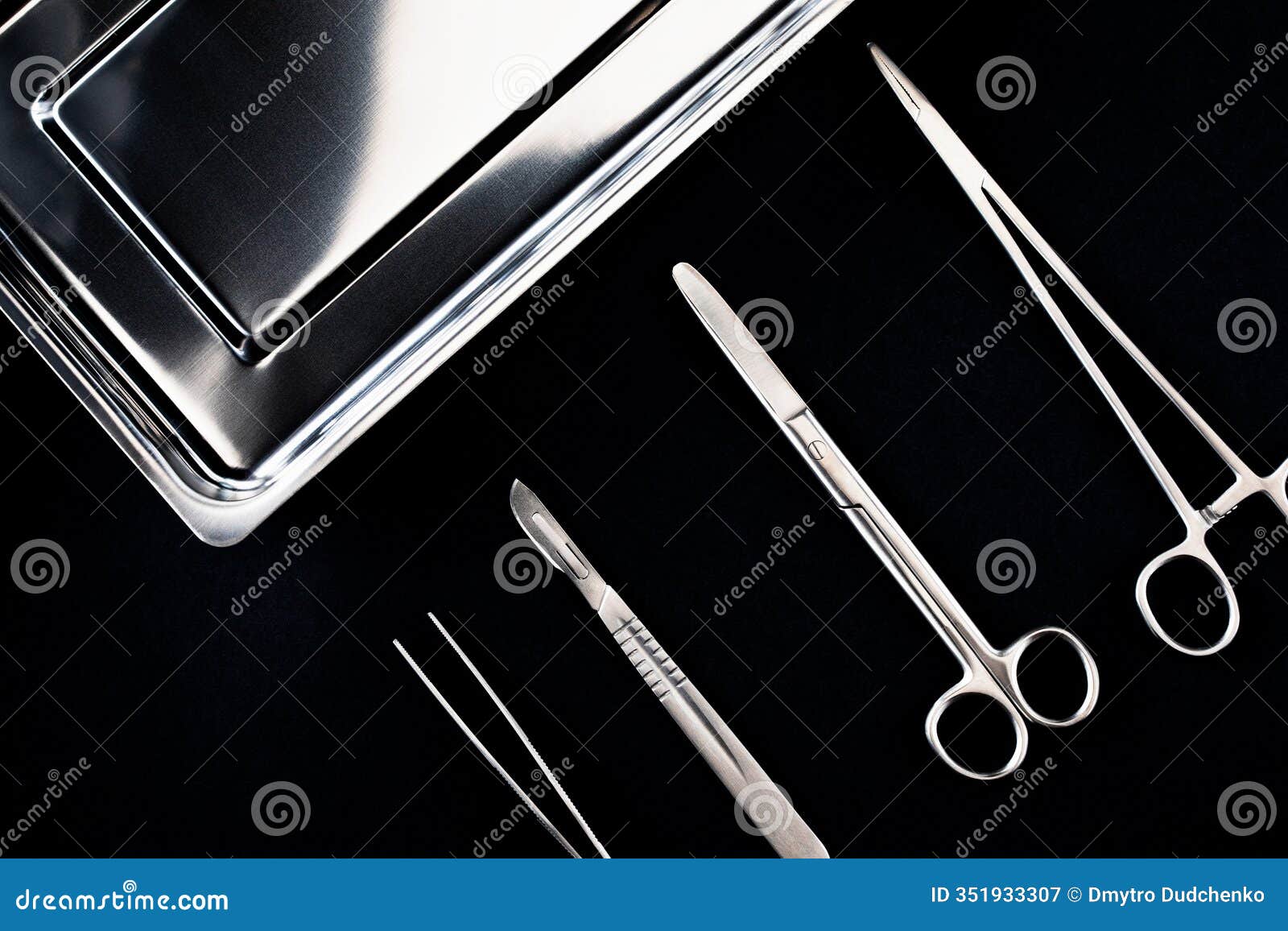 Sterile Instruments on a Green Background Close-up. Preparing ...
