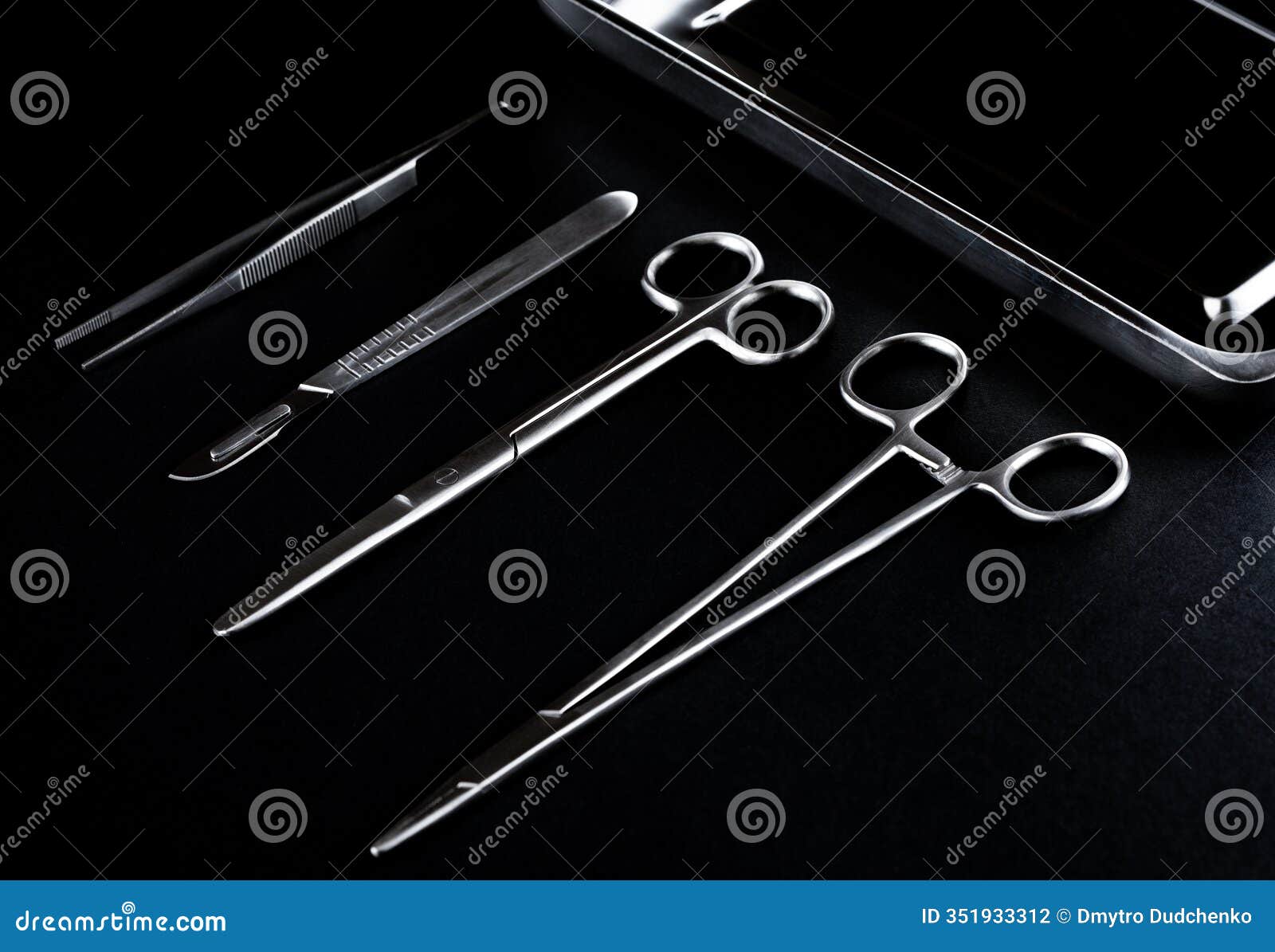 Sterile Instruments on a Green Background Close-up. Preparing ...