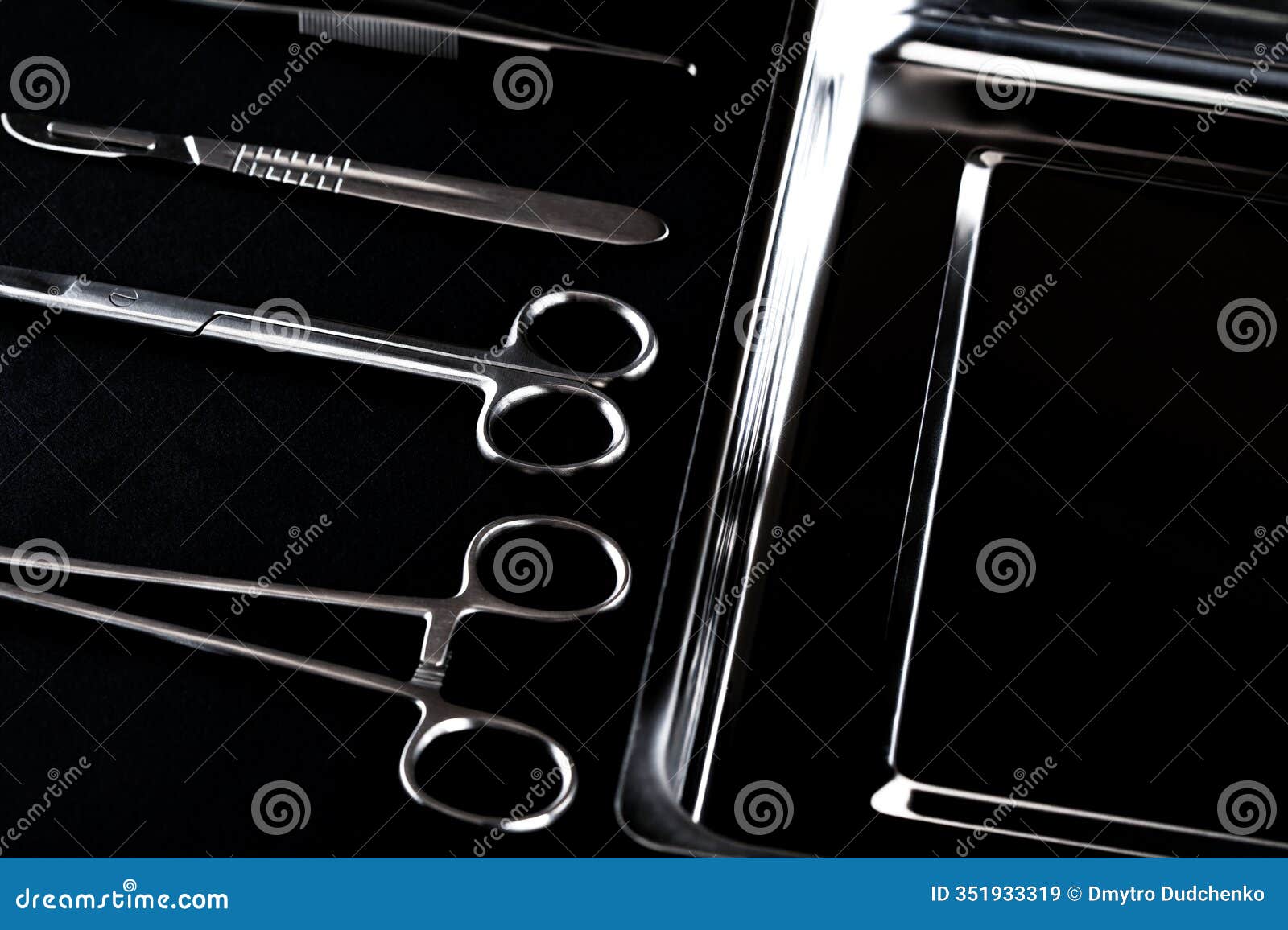 Sterile Instruments on a Green Background Close-up. Preparing ...