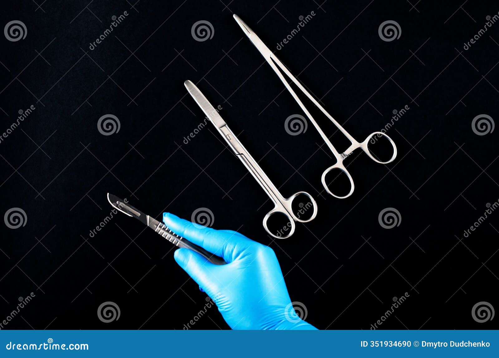 Sterile Instruments on a Green Background Close-up. Preparing ...