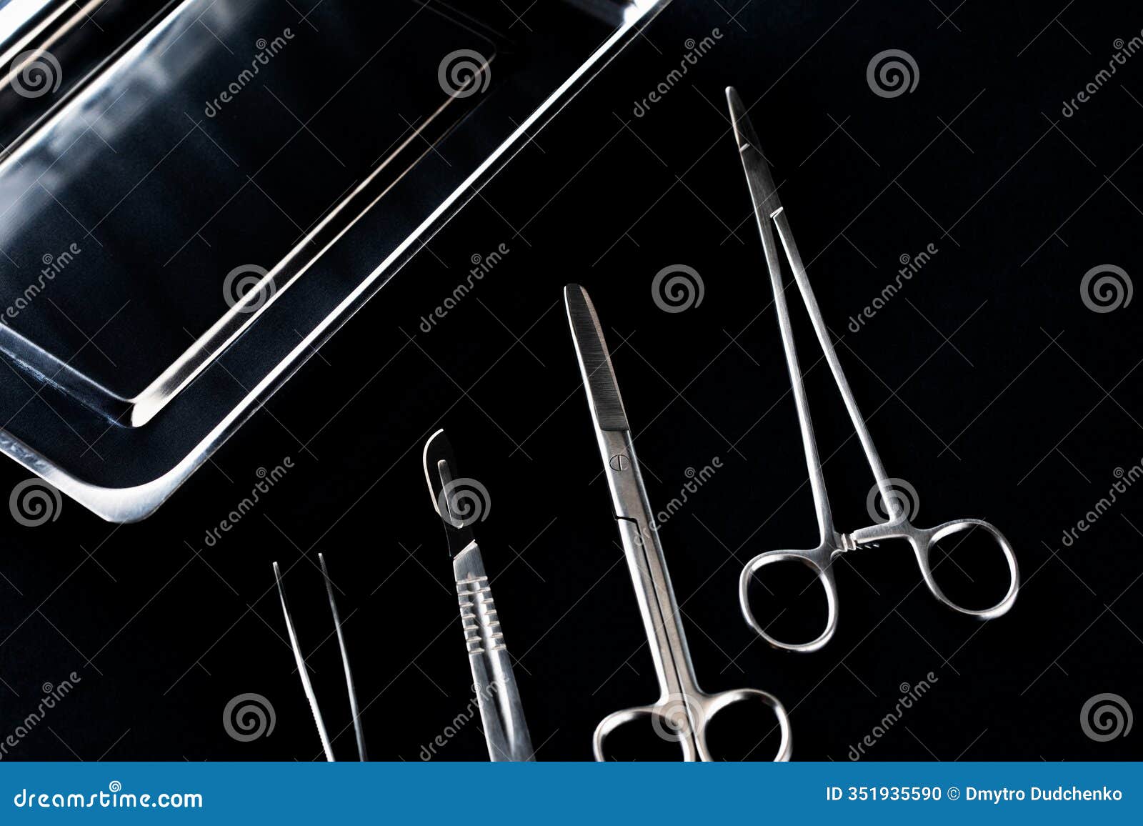 Sterile Instruments on a Green Background Close-up. Preparing ...