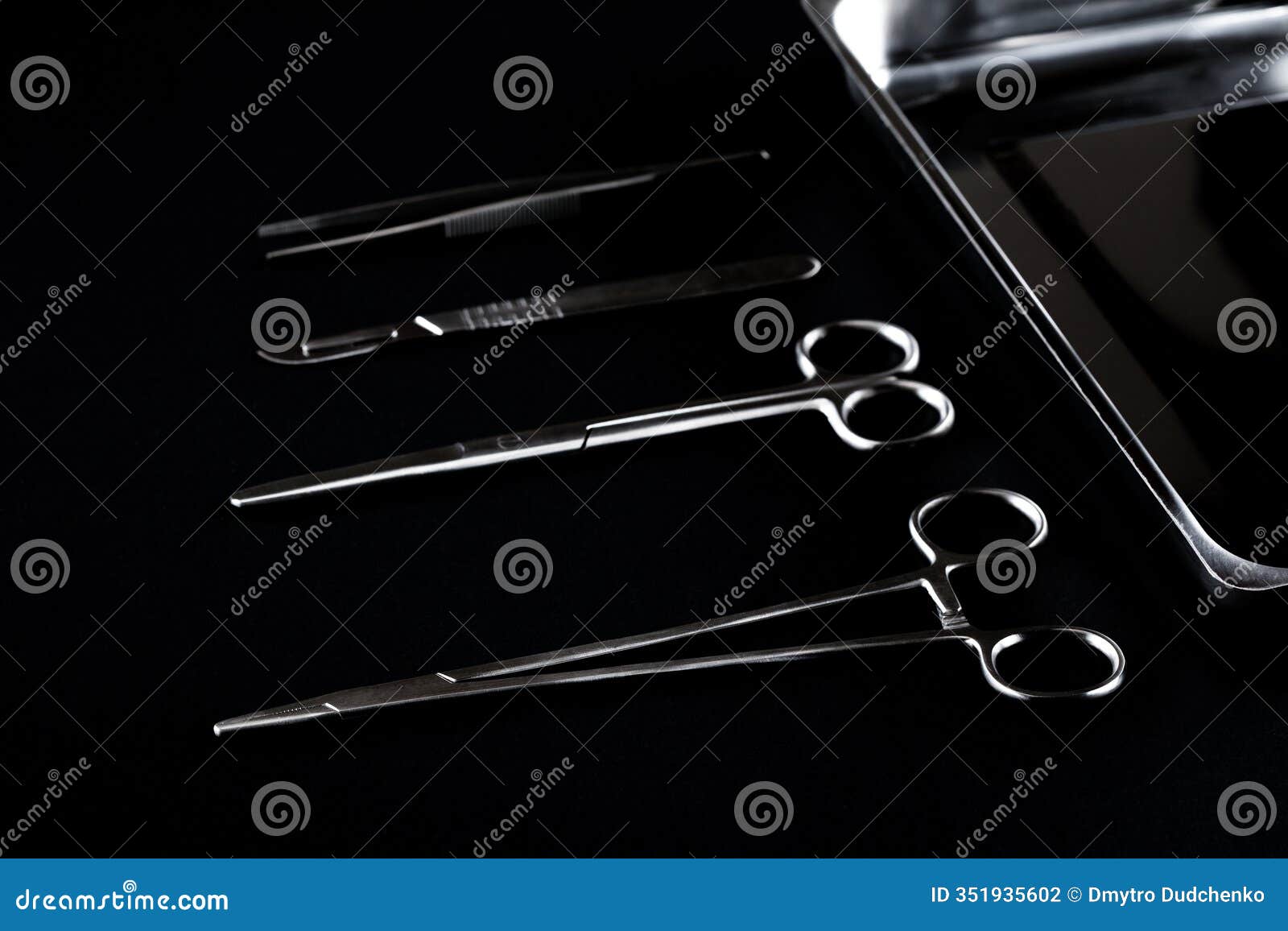 Sterile Instruments on a Green Background Close-up. Preparing ...