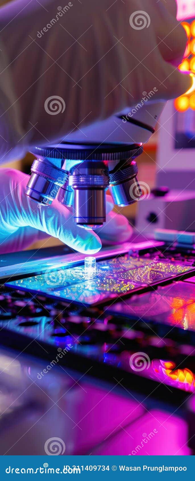 In a Sterile Lab Setting a Scientist Carefully Dissects a Semiconductor ...