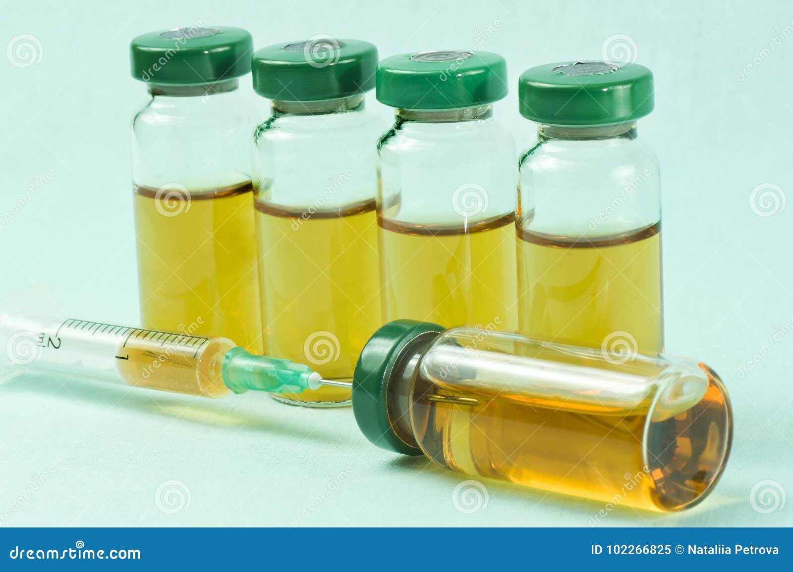 Sterile Medical Vials With Medication Solution, Ampoules, And Syringe ...