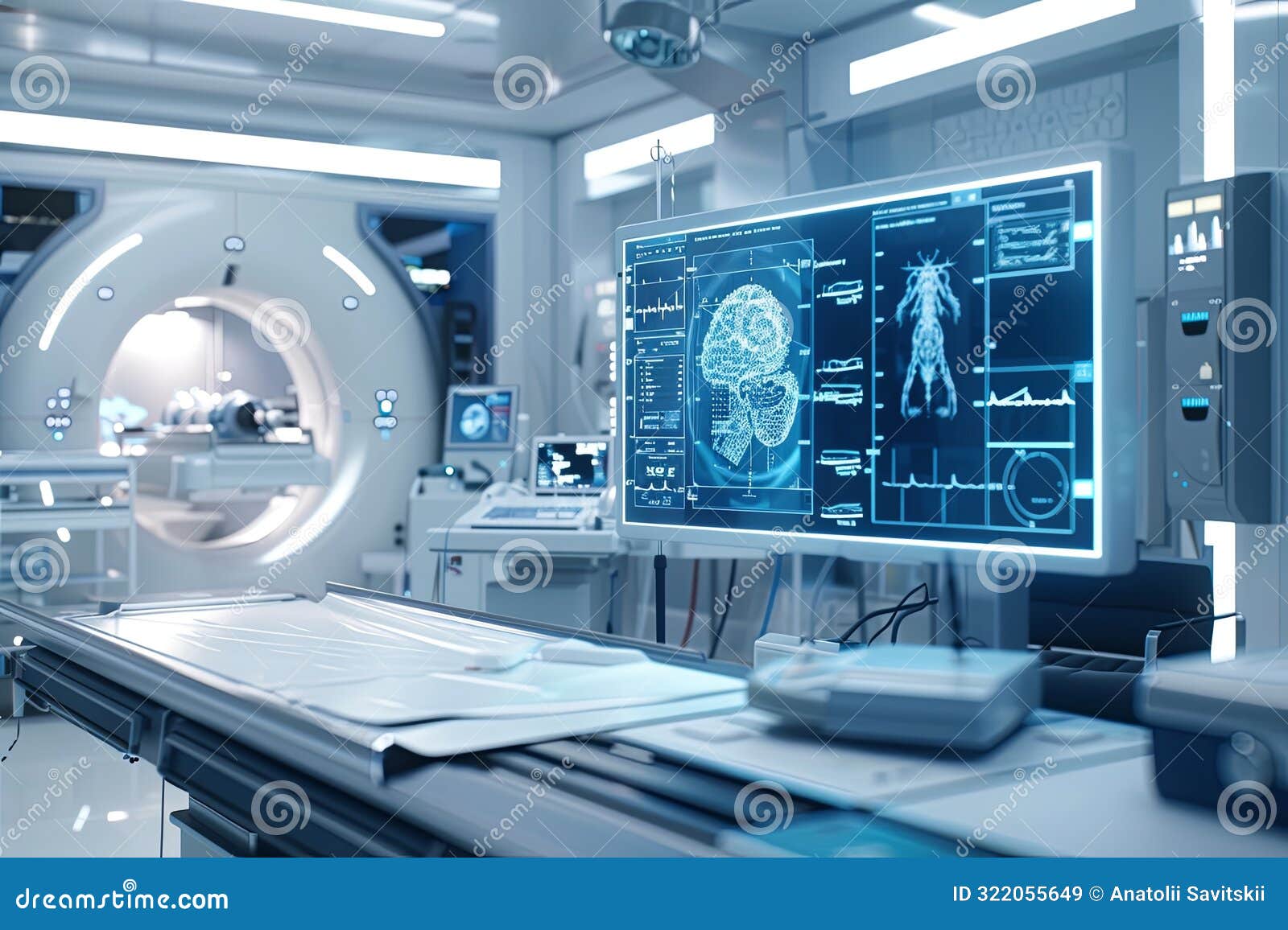 A Sterile and Modern Medical Laboratory Featuring a High-tech Scanner ...