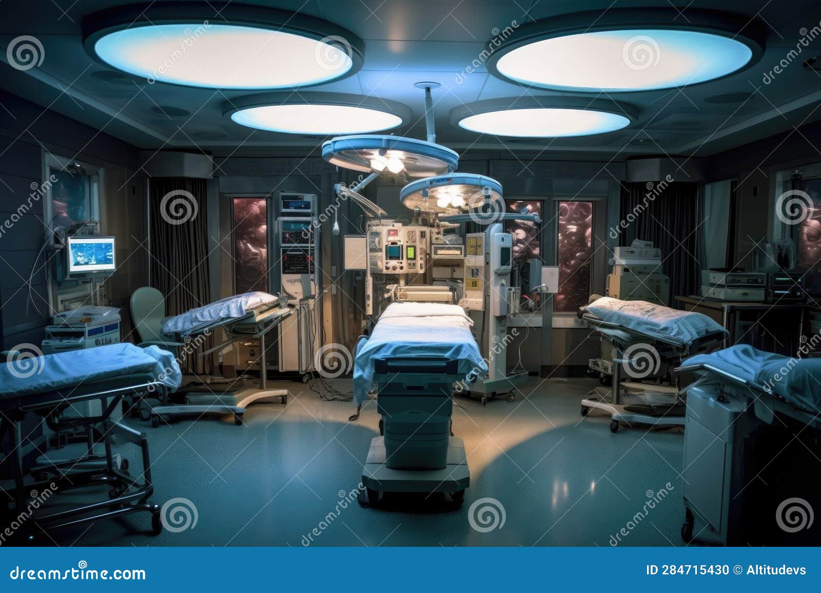 Sterile Operating Room Setup for Eye Stock Illustration - Illustration ...