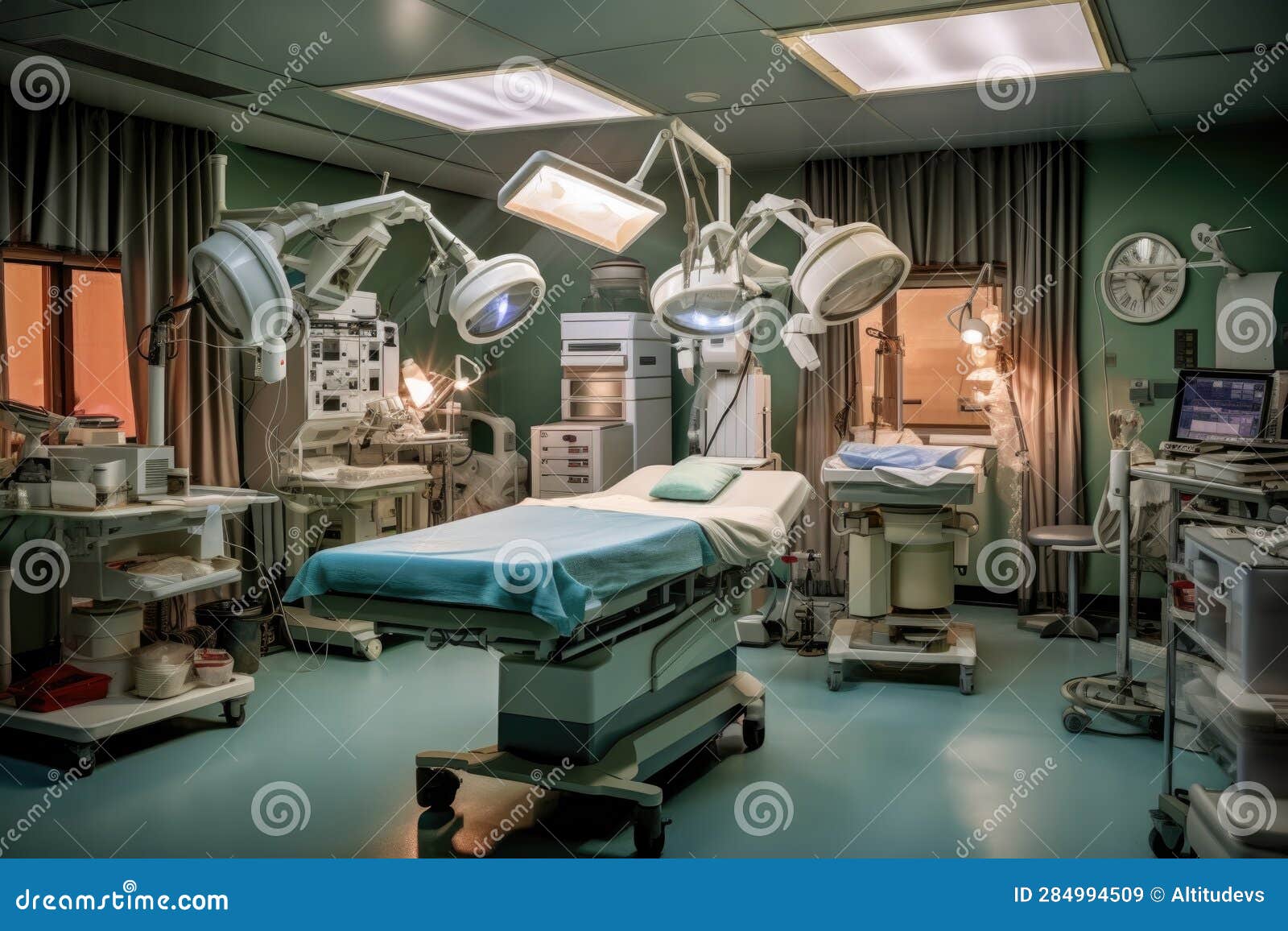 Sterile Operating Room Setup For Retinal Procedure Stock Illustration