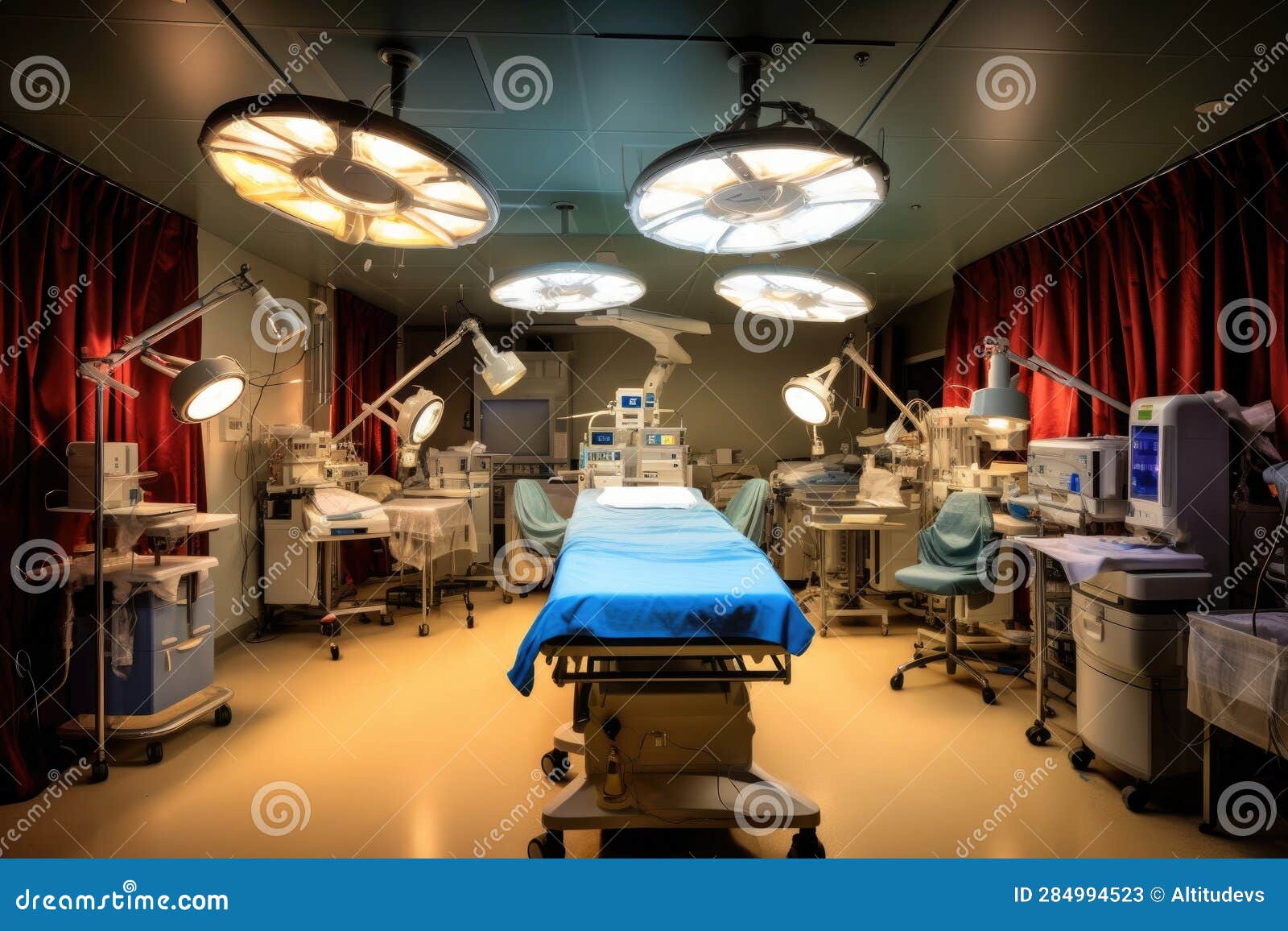 Sterile Operating Room Setup for Retinal Procedure Stock Illustration ...