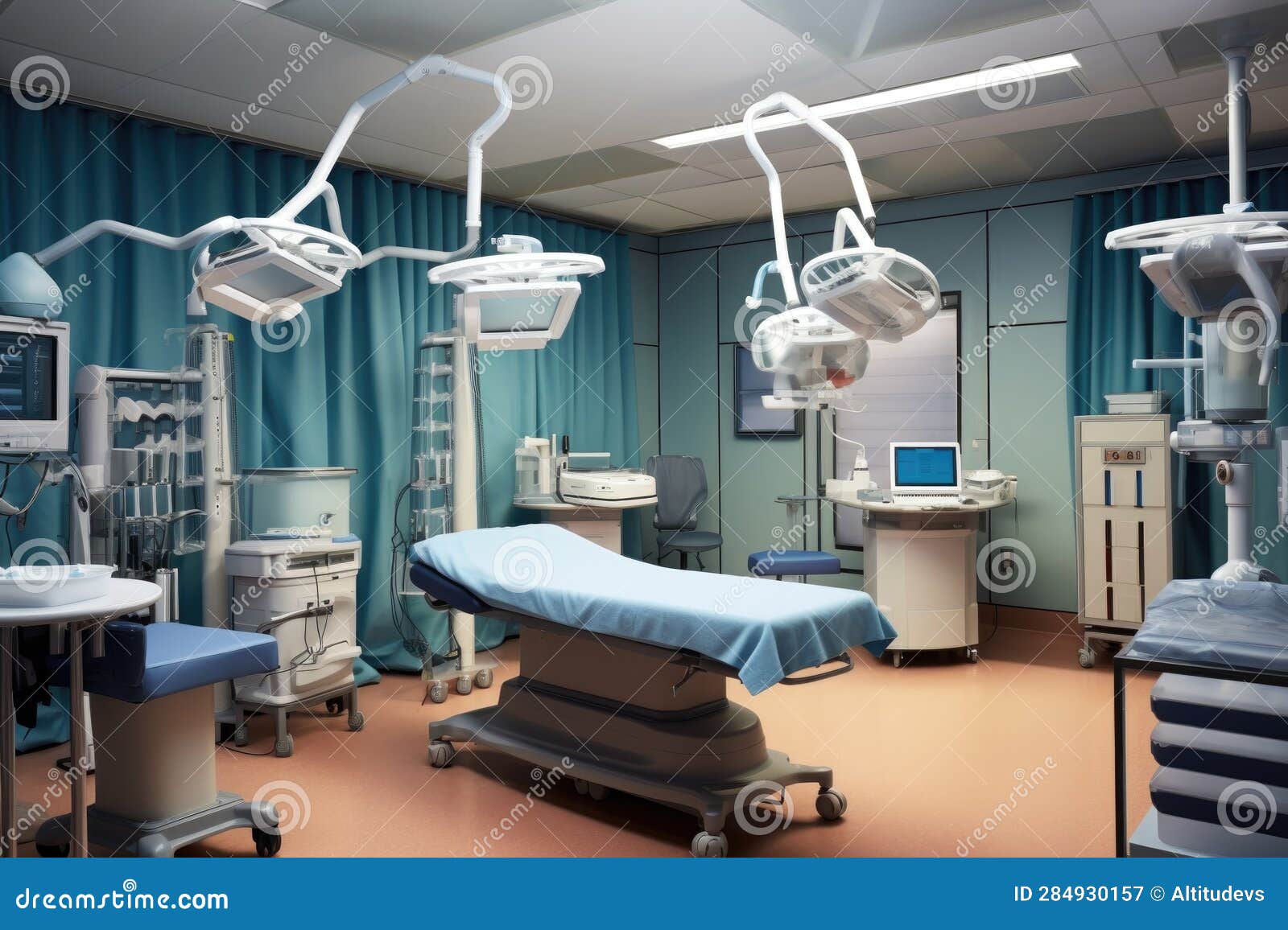 Sterile Operating Room Setup for Ureteroscopy Stock Illustration ...