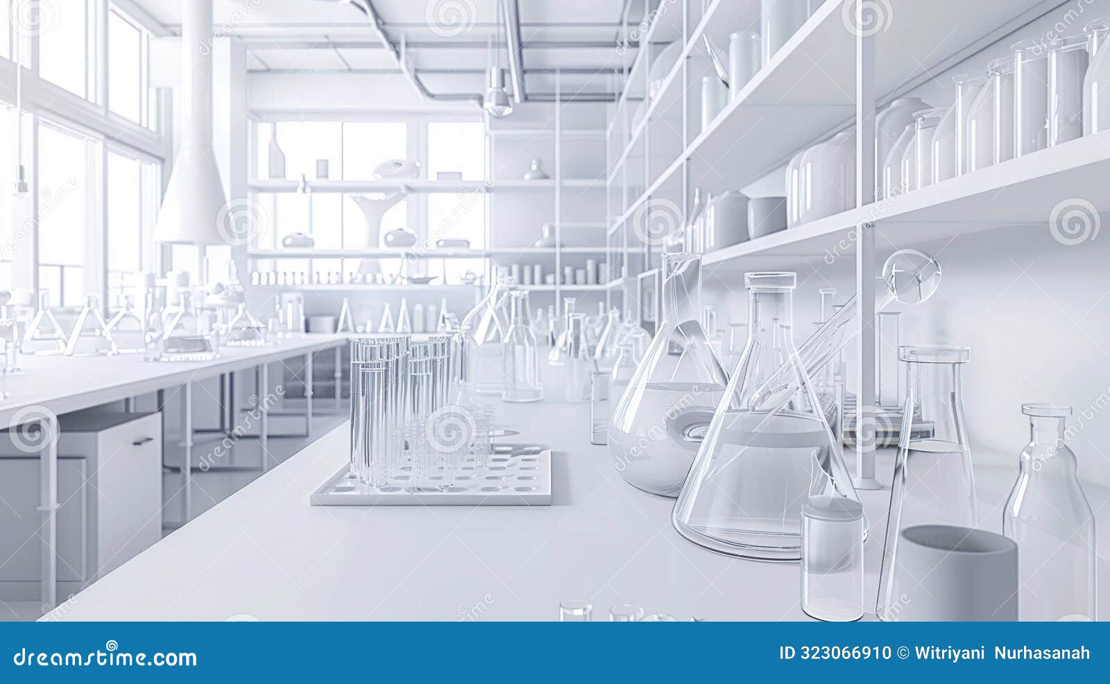 Sterile Science Lab Interior with Glassware Stock Illustration ...