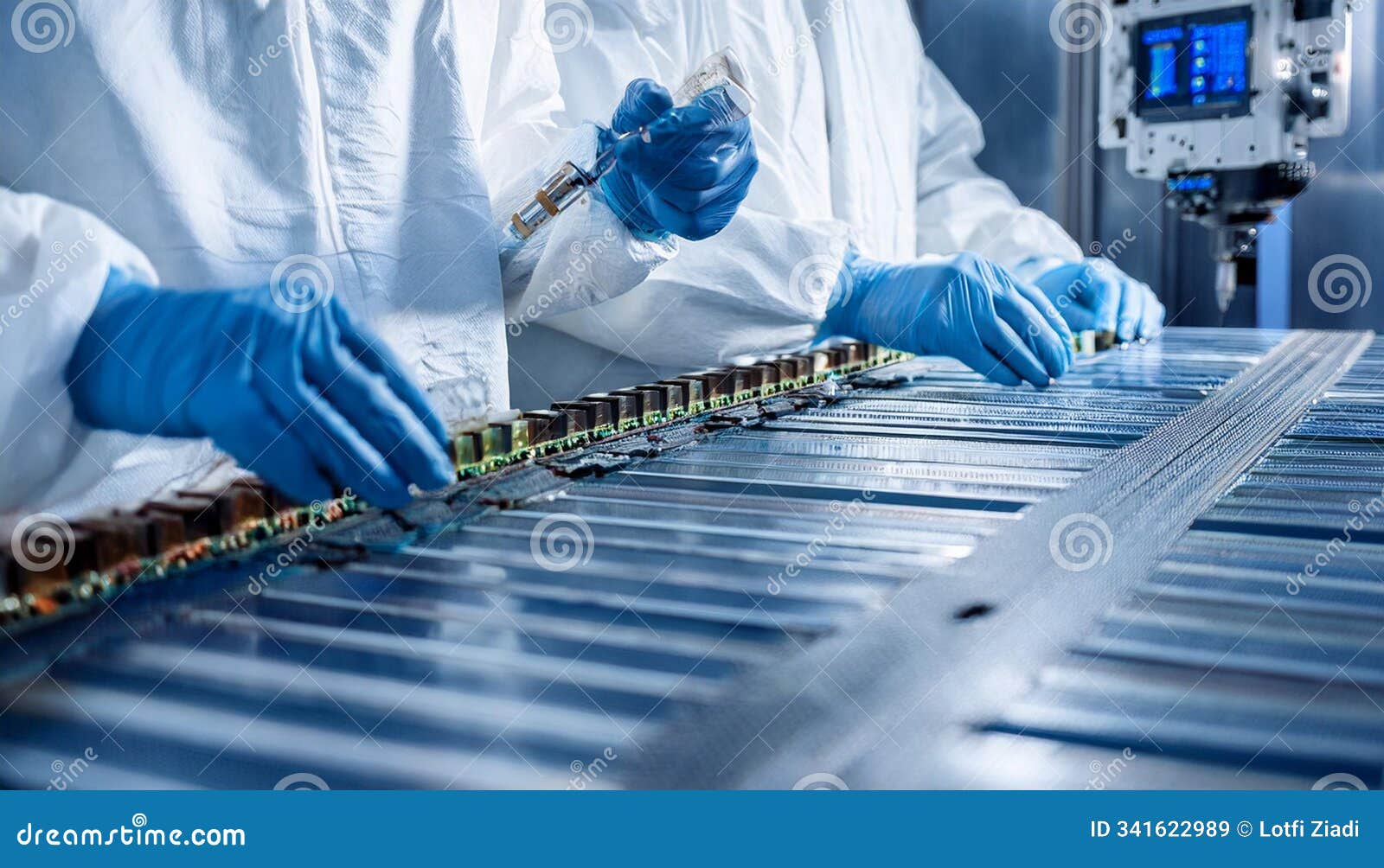 Sterile Semiconductor Manufacturing Factory and Workers Stock Image ...