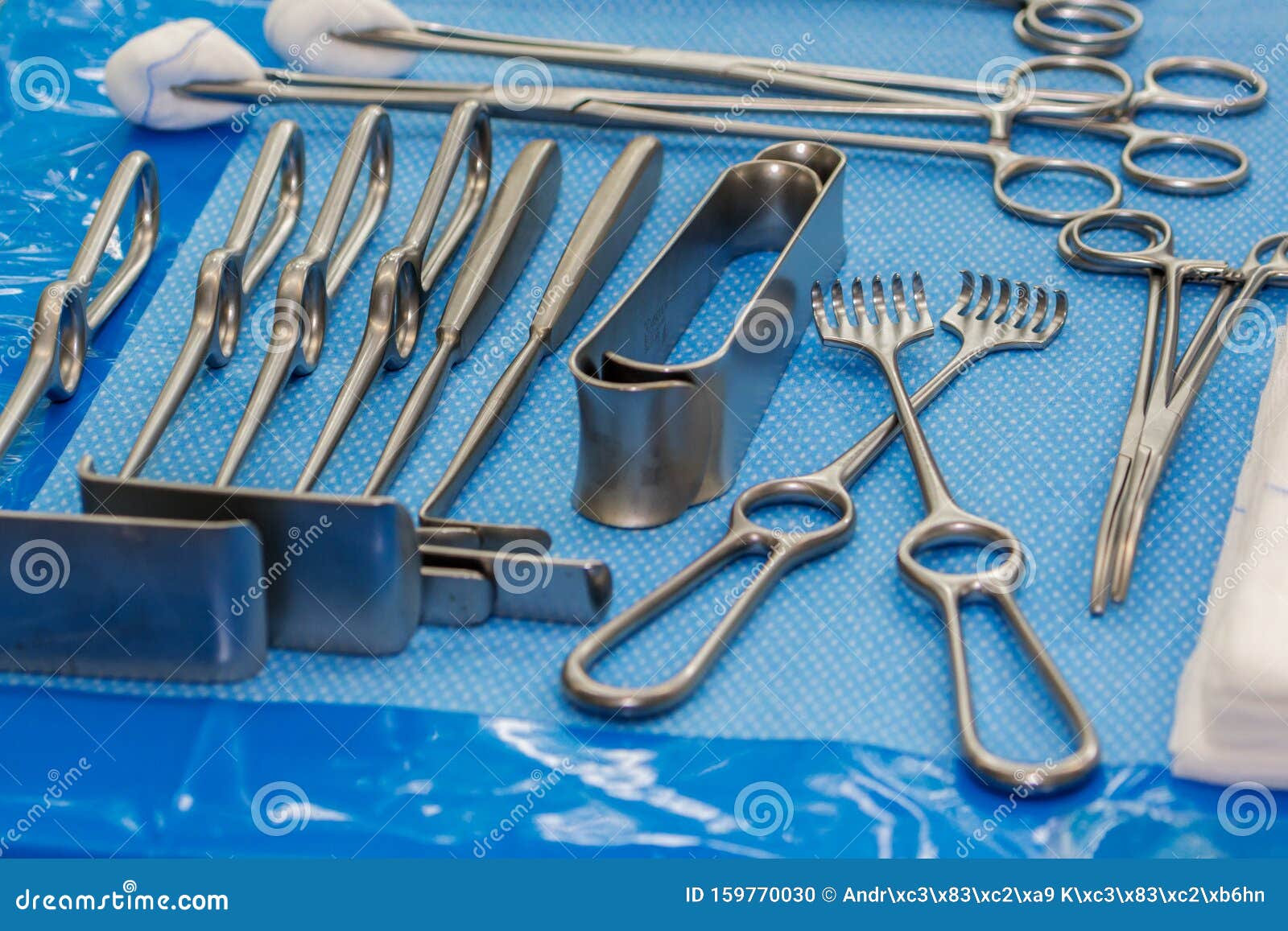 Sterile Surgical Instruments, Placed On The Table Before Surgery ...