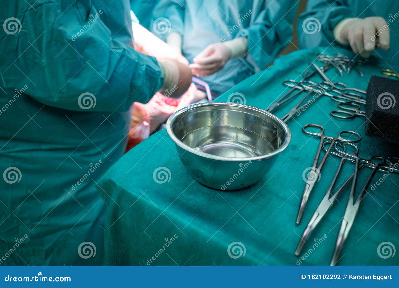 Some Sterile Surgical Instruments are on a Table during an Operation ...