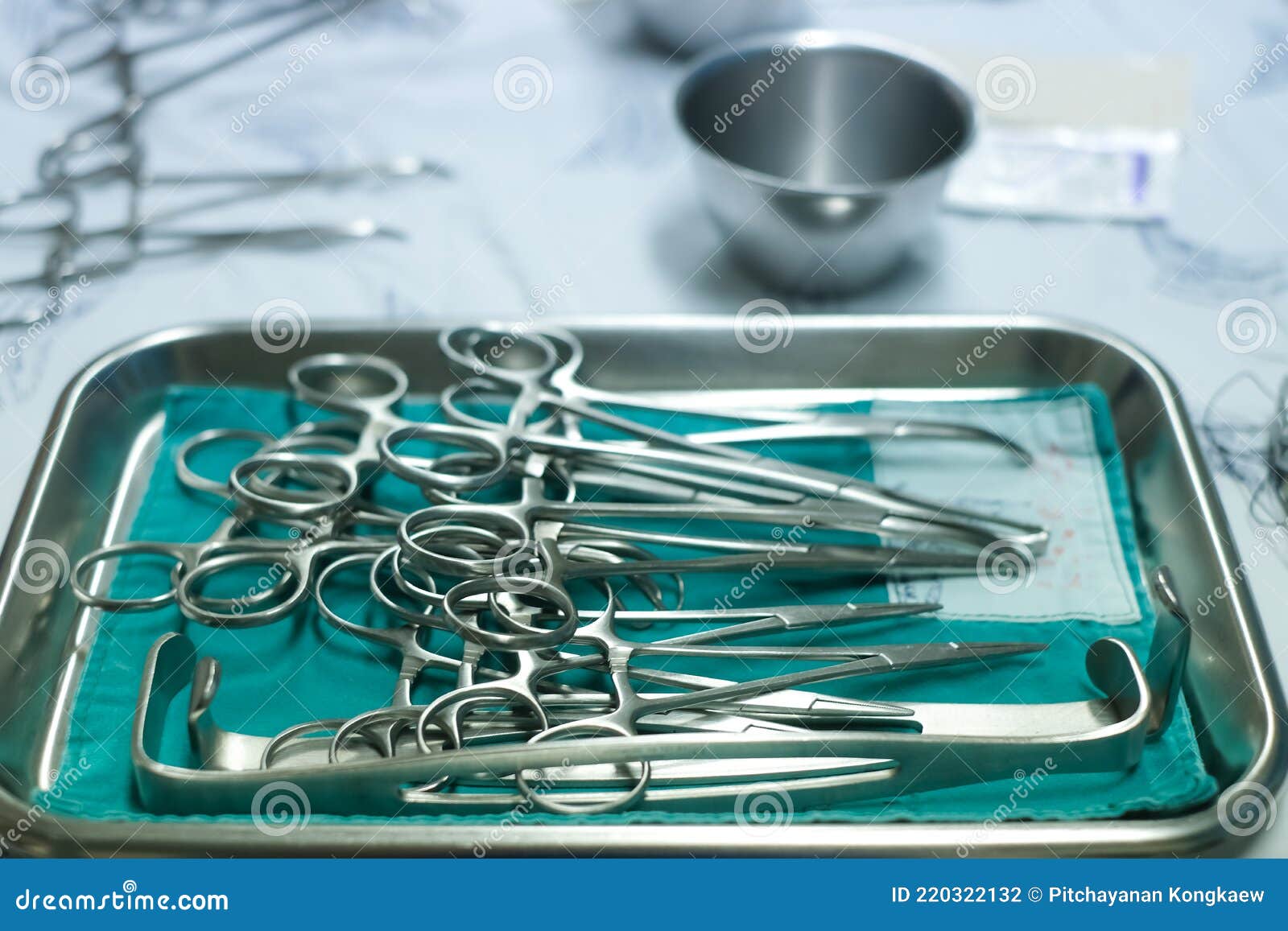 Sterile Surgical Instruments are on a Table during an Operation. Stock ...