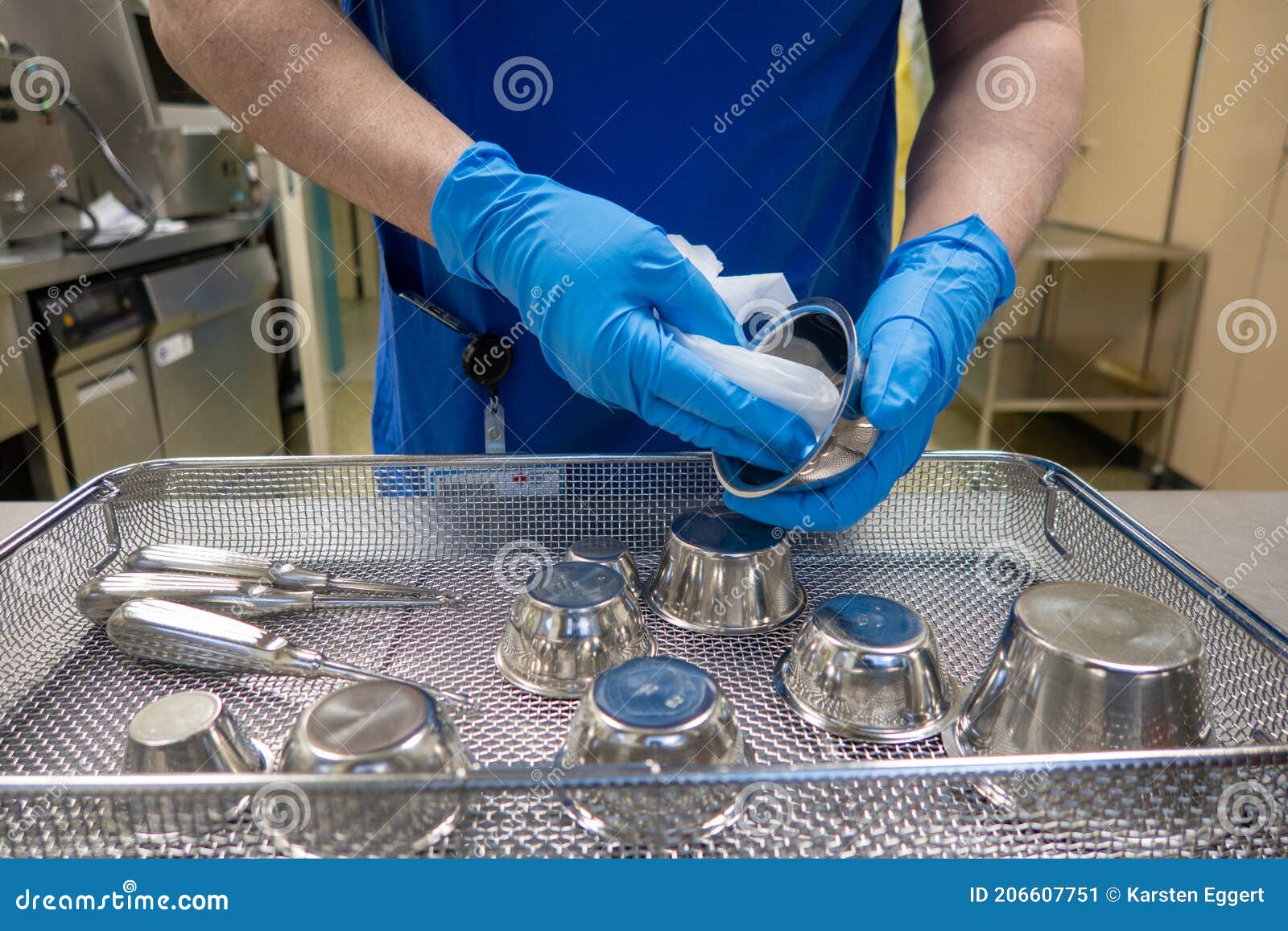 In Sterilization Department in an Operating Room, Instruments are ...