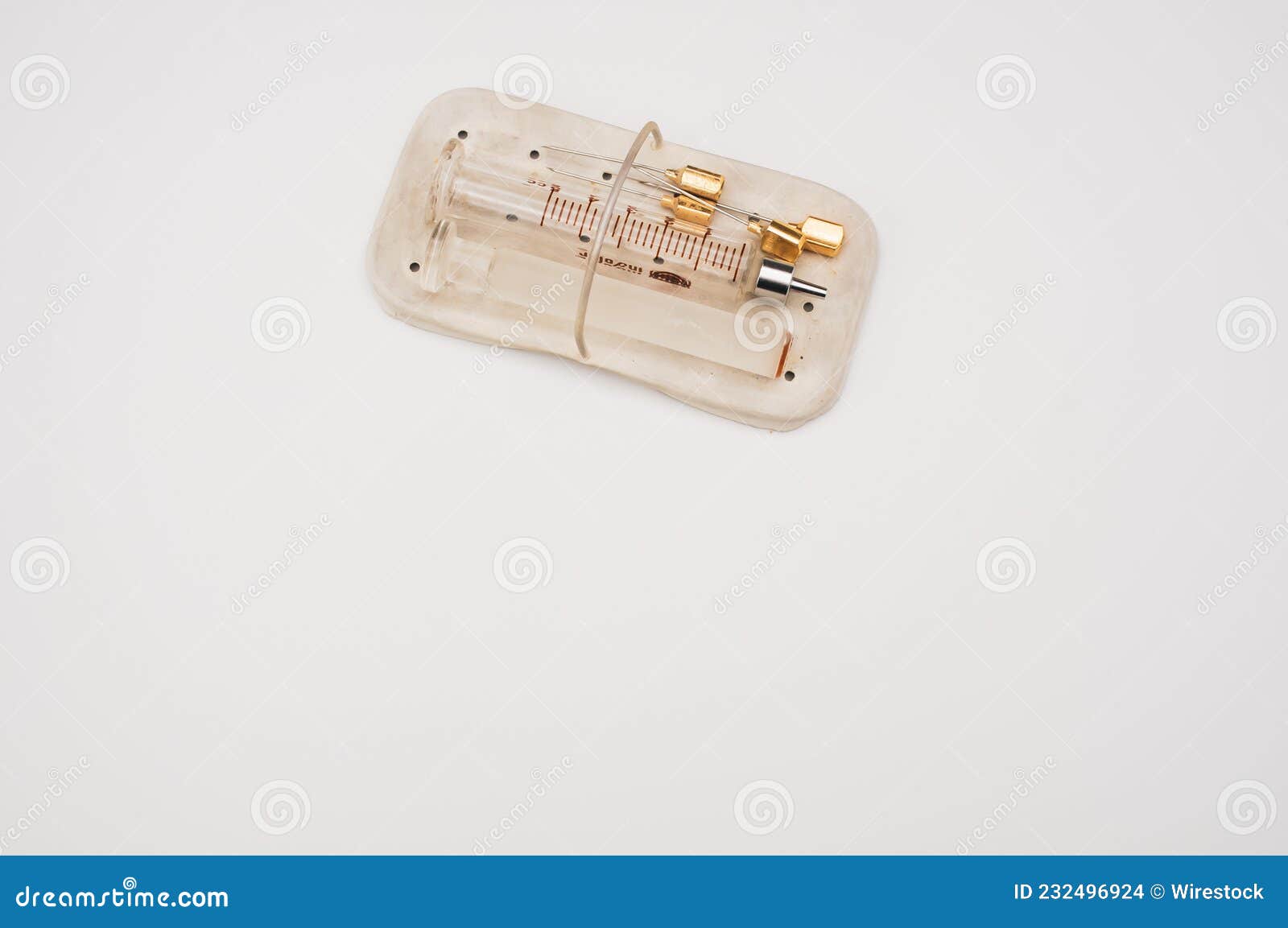 Sterilized Glass Injection Syringe in a Box on a White Surface Stock ...