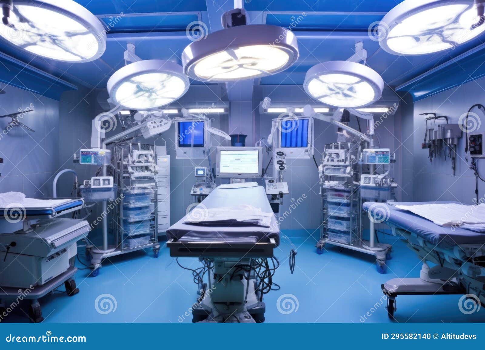 Sterilized Operation Theater with Surgical Lighting Setup Stock ...