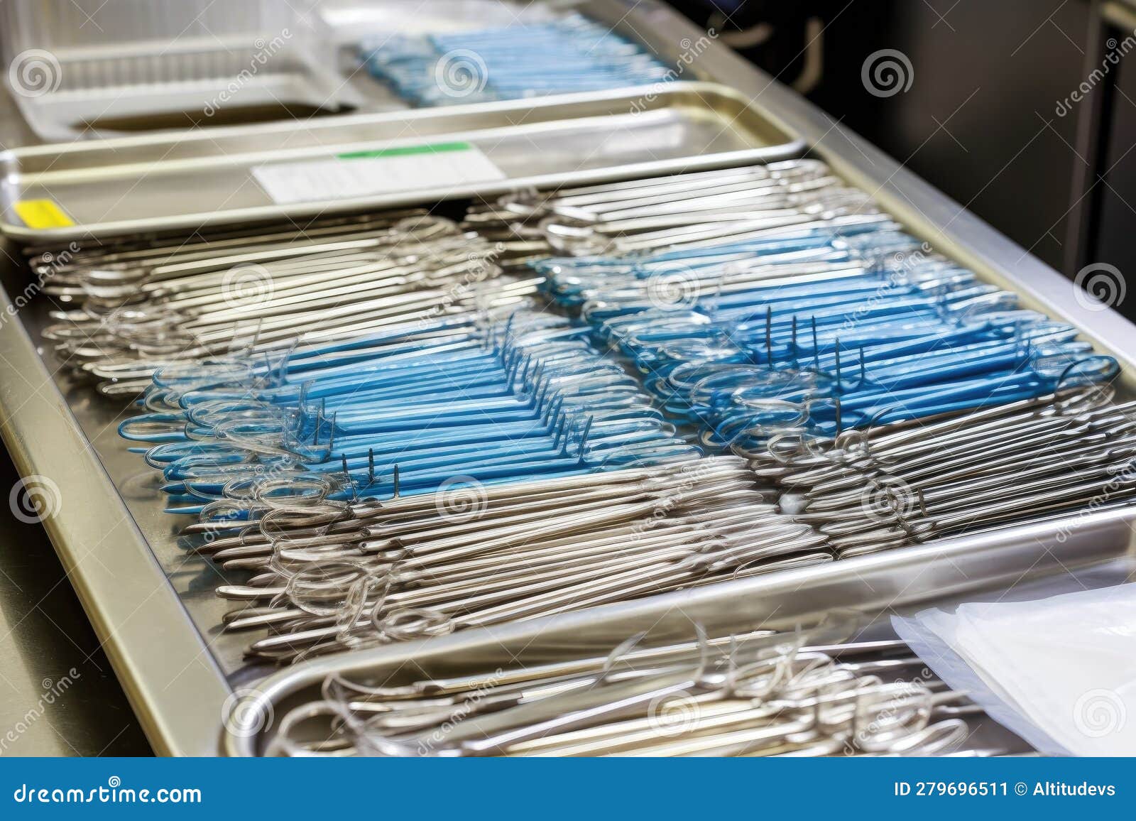 Sterilized Surgical Instruments Carefully Arranged on Sterile Tray ...