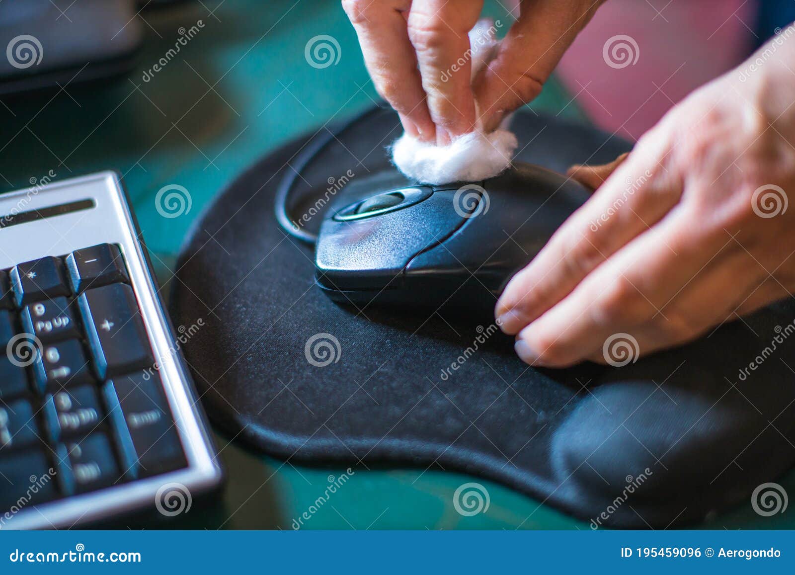 Sterilizing Computer Mouse with Alcohol Stock Photo - Image of hygiene ...