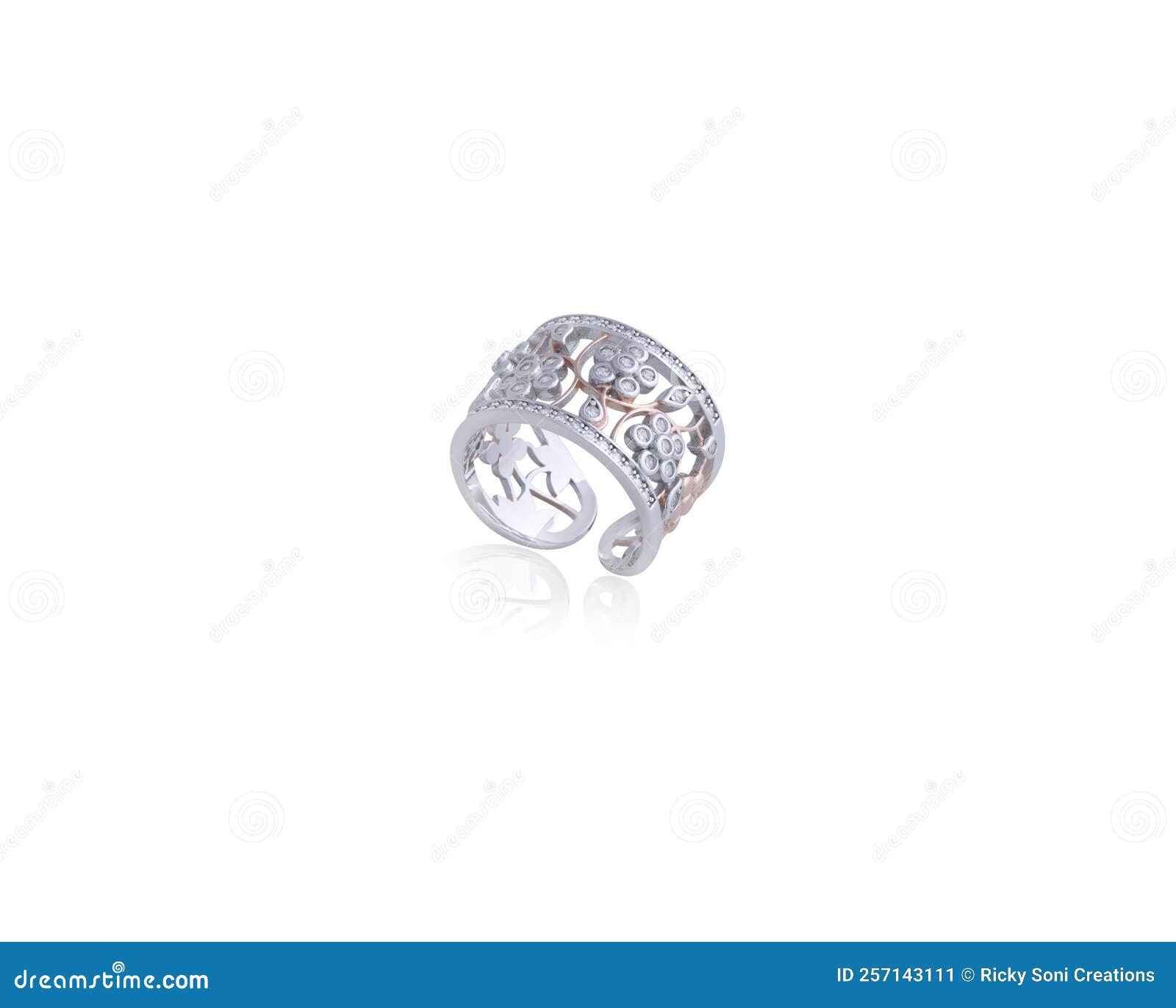 Sterling Silver Ring on White Background Stock Image - Image of ...