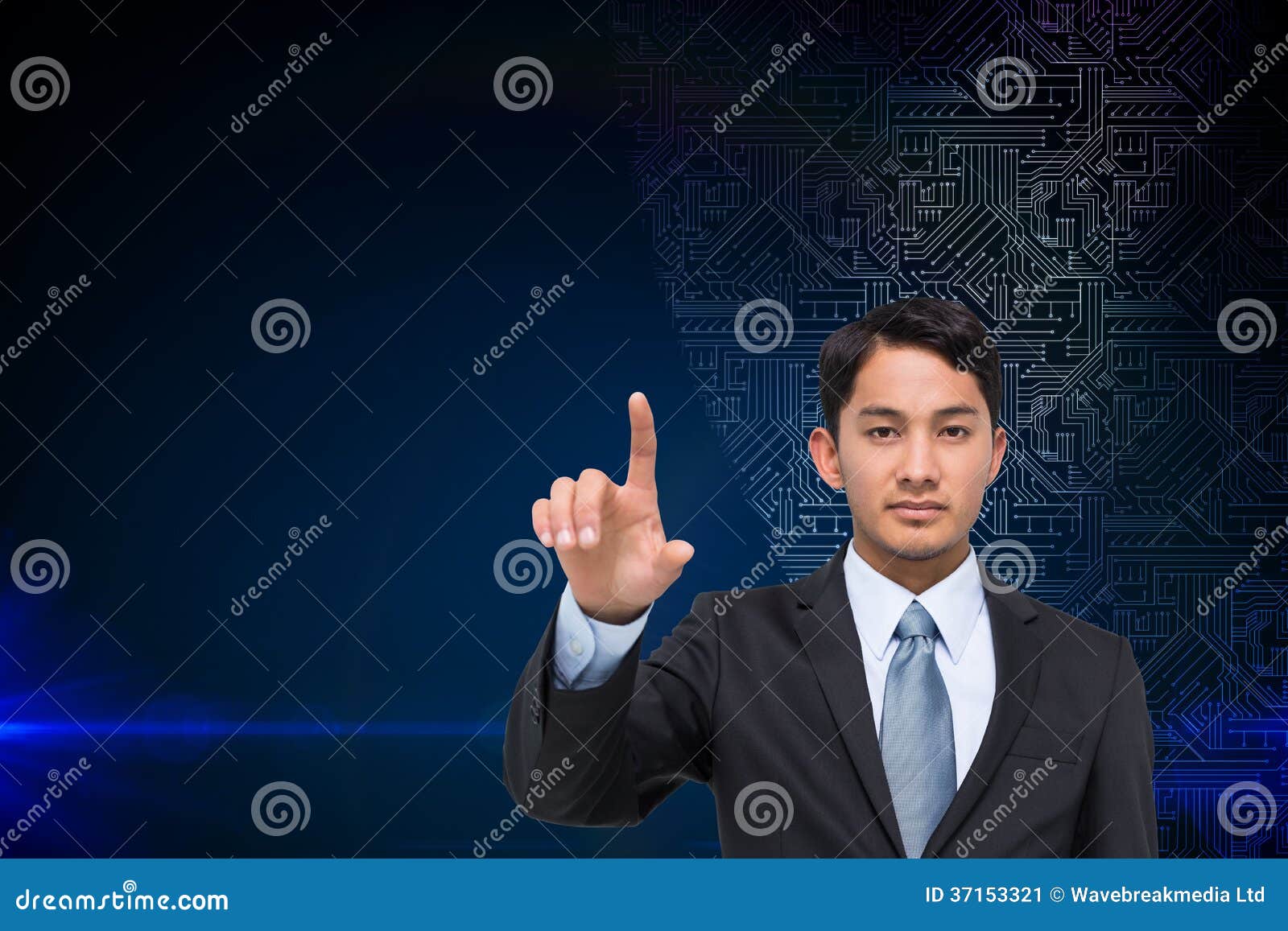 Stern Asian Businessman Pointing Stock Image - Image of computer, hair ...
