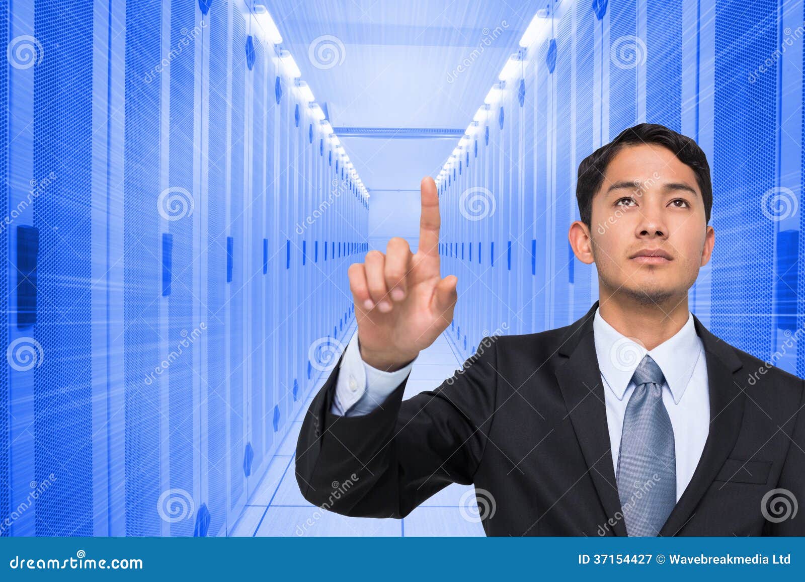 Stern Asian Businessman Pointing Stock Image - Image of digital ...