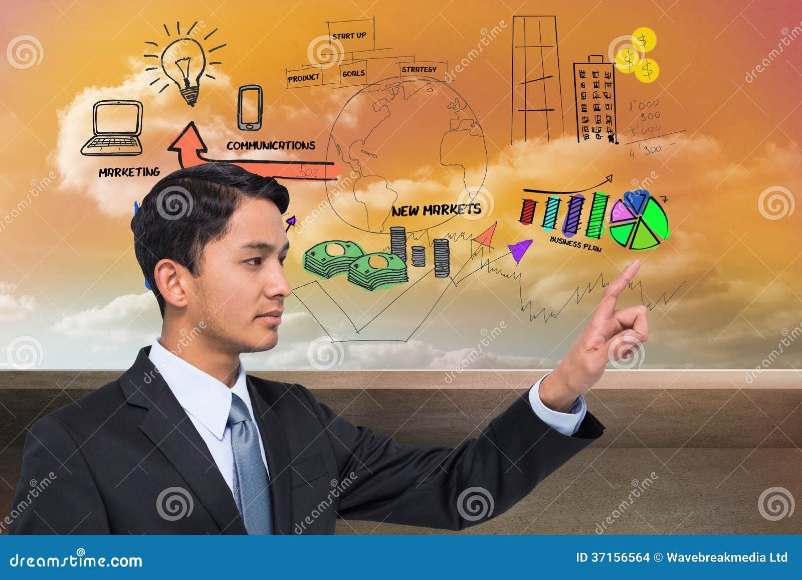 Stern Asian Businessman Pointing Stock Photo - Image of planning ...